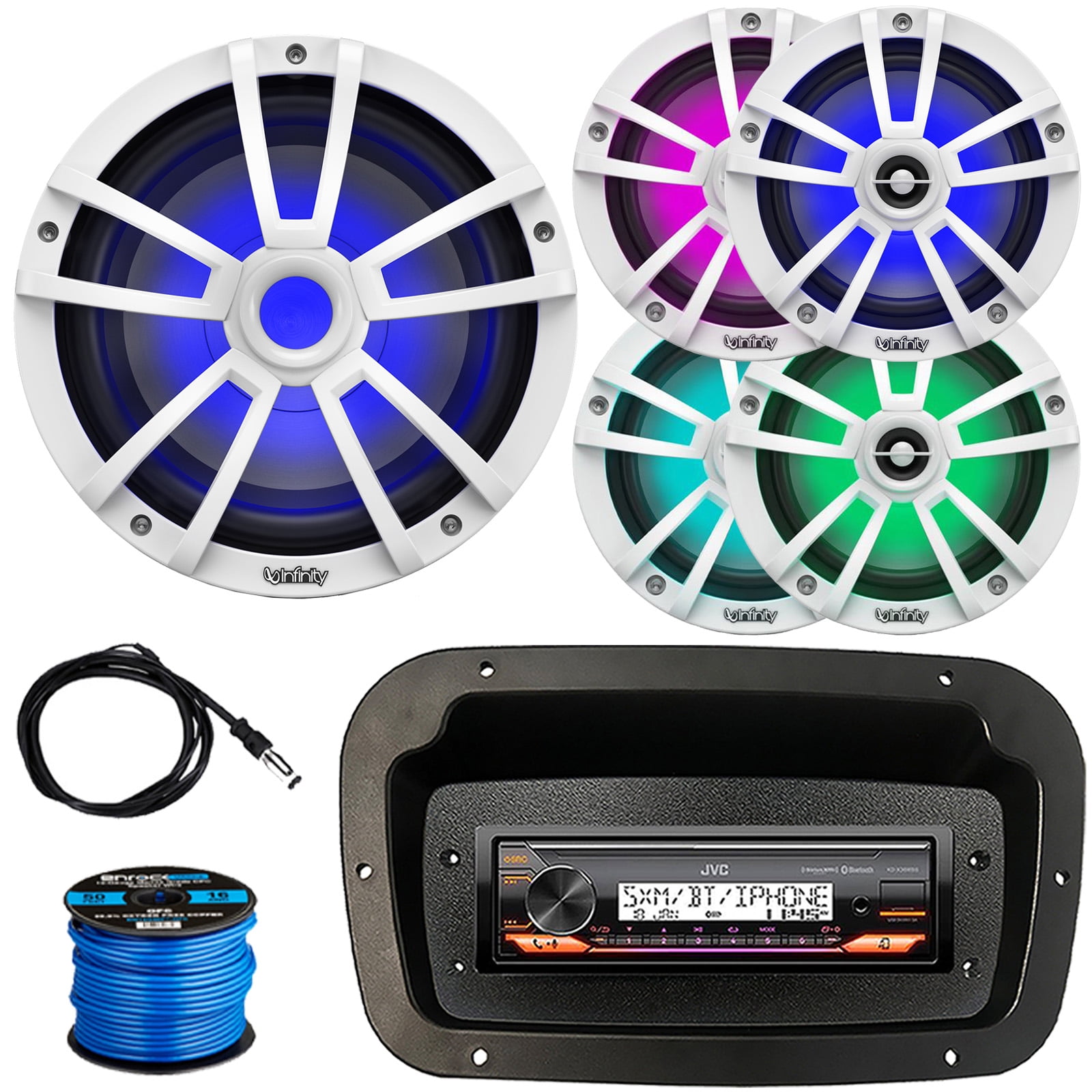 JVC KD-X38MBS Single-DIN Marine Bluetooth USB/AUX LED AM/FM Stereo ...