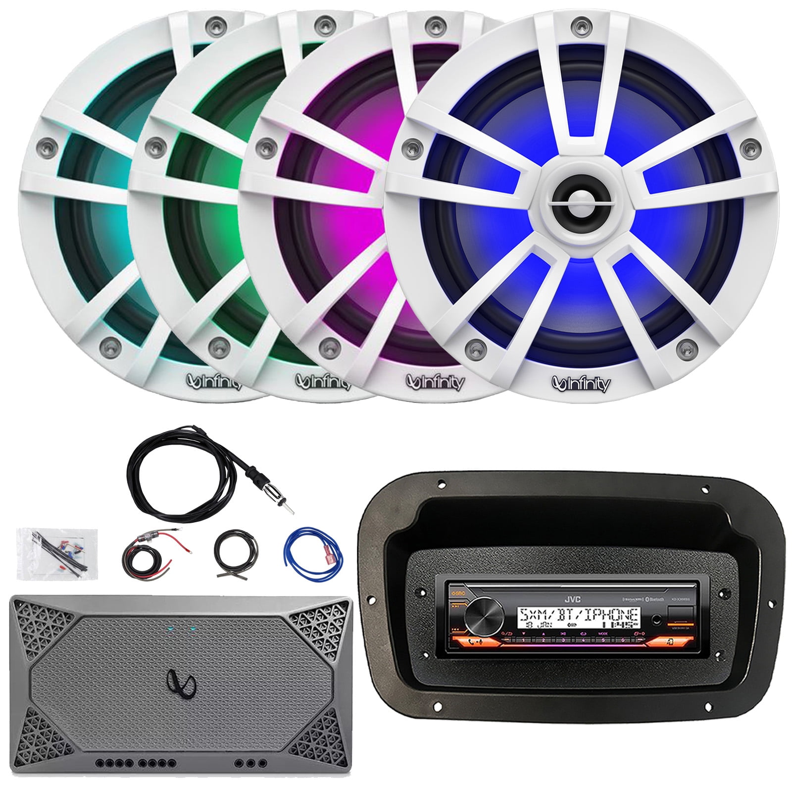 JVC KD-X38MBS Single-DIN Marine Bluetooth USB/AUX LED AM/FM Stereo ...