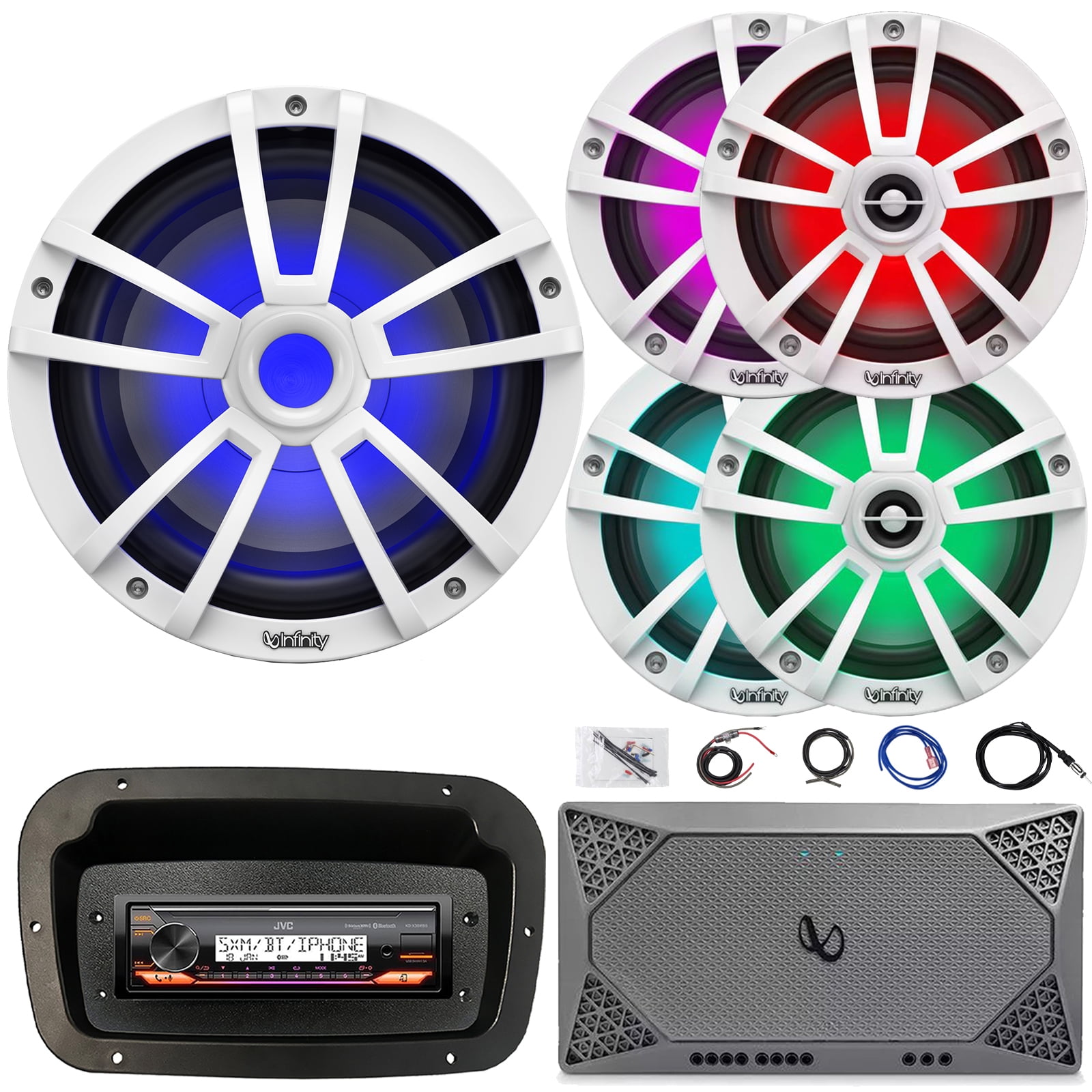 JVC KD-X38MBS Single-DIN Marine Bluetooth USB/AUX LED AM/FM Stereo ...