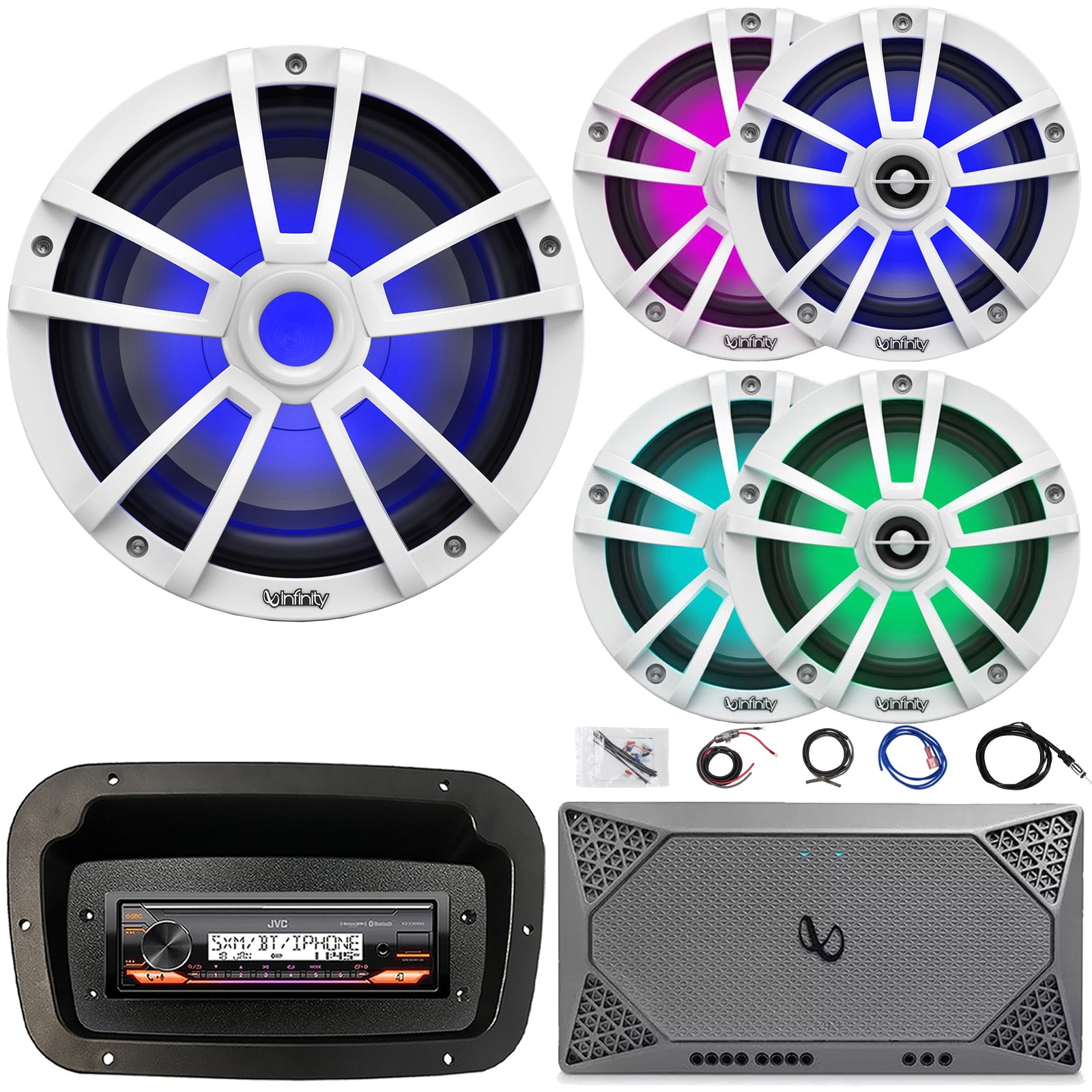 JVC KD-X38MBS Single-DIN Marine Bluetooth USB/AUX LED AM/FM Stereo ...