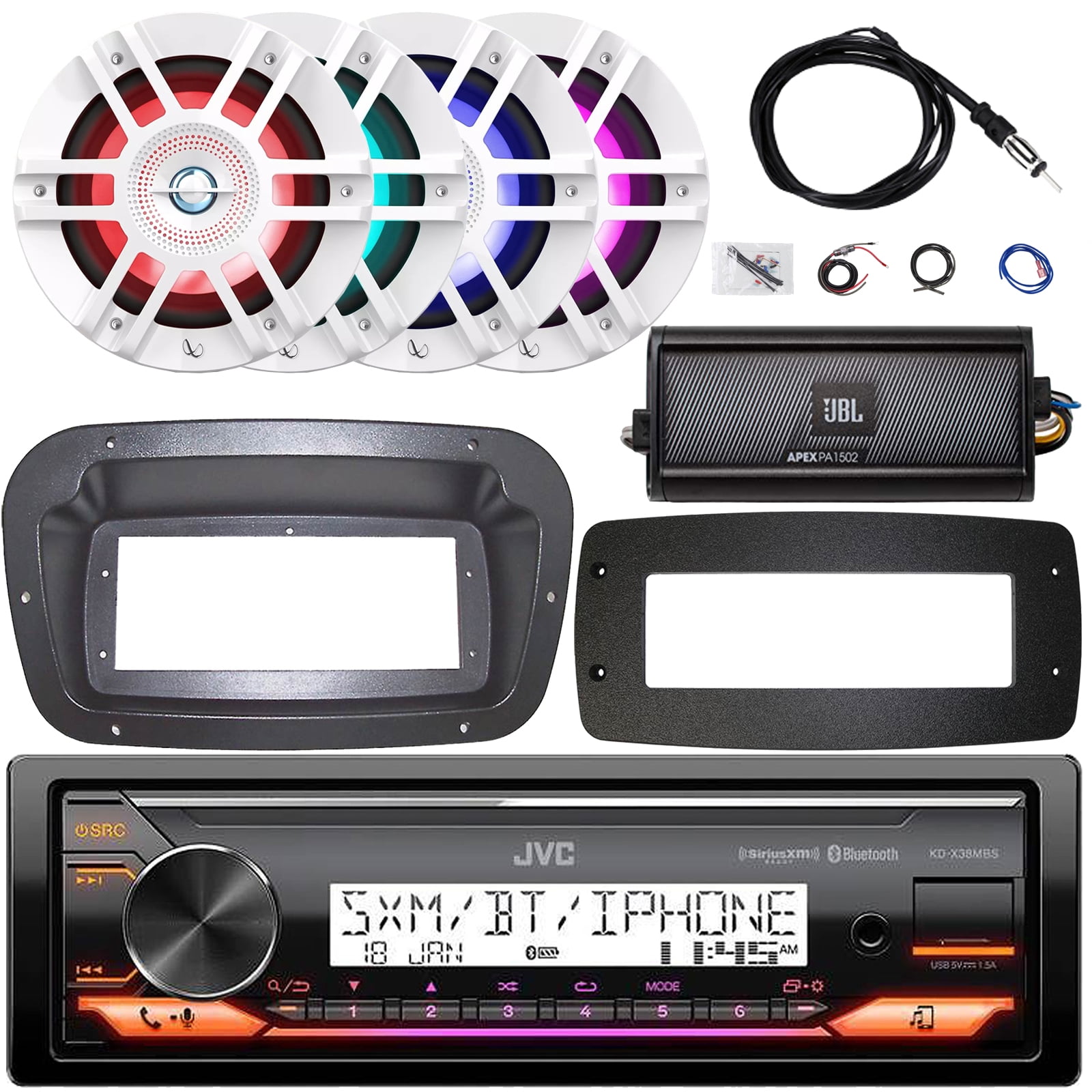 JVC KD-X38MBS Single-DIN Marine Bluetooth USB/AUX LED AM/FM Stereo ...
