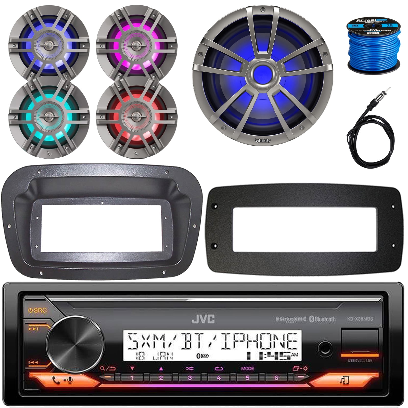 JVC KD-X38MBS Single-DIN Marine Bluetooth USB/AUX LED AM/FM Stereo ...