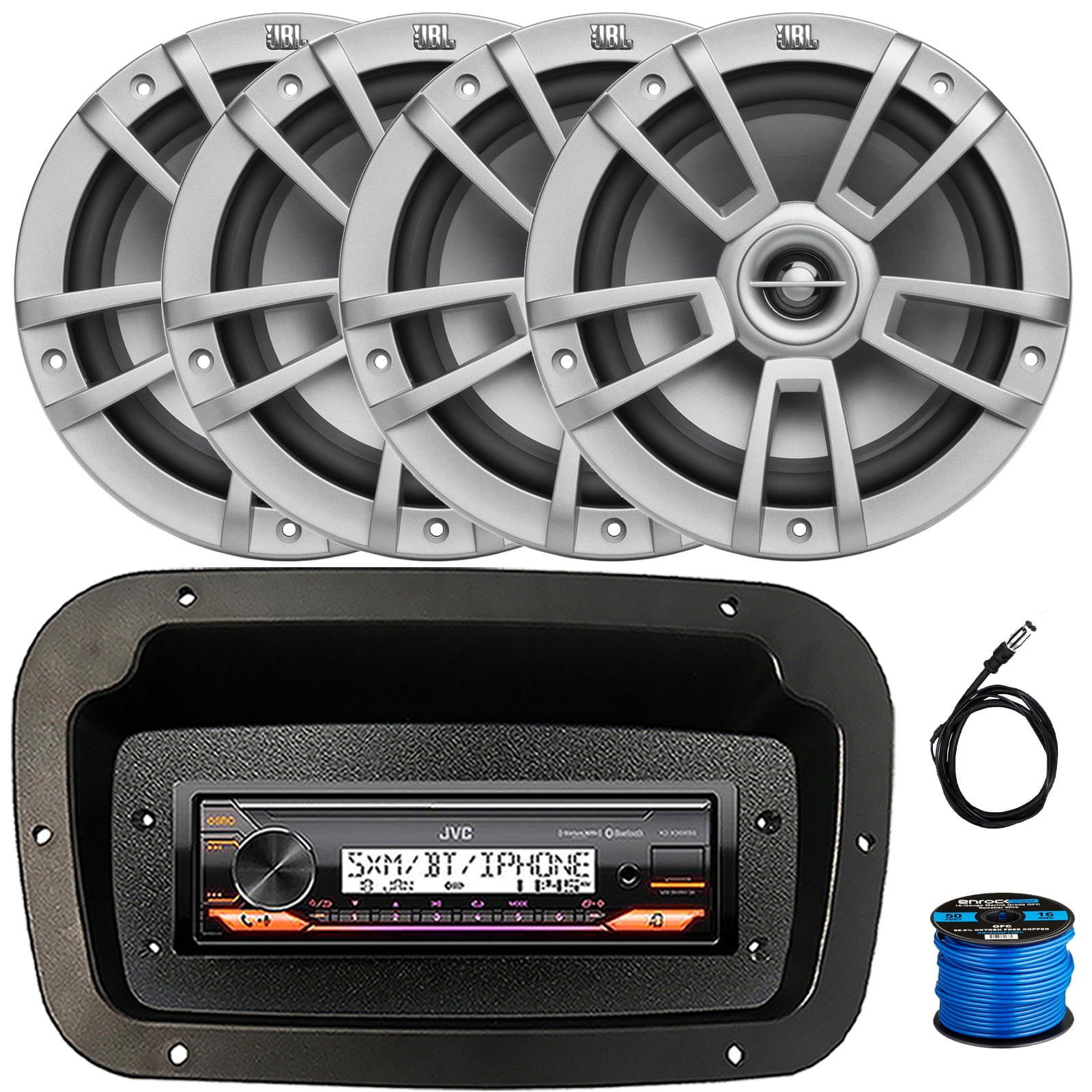 JVC KD-X38MBS Single-DIN Marine Bluetooth USB/AUX LED AM/FM Stereo ...