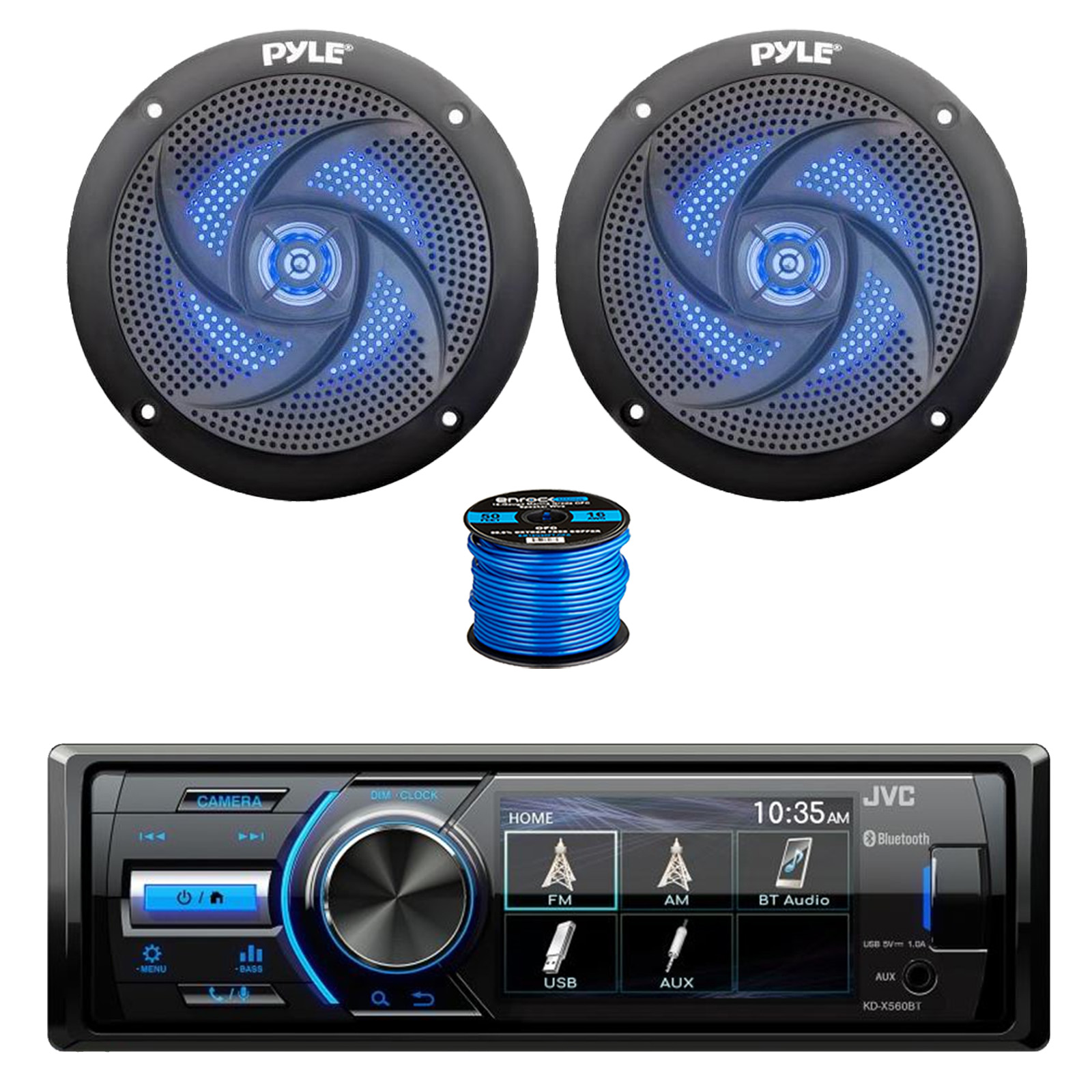 JVC KD-X560BT Marine Bluetooth AM/FM Radio Receiver, 2x 5.25" 180 Watt ...