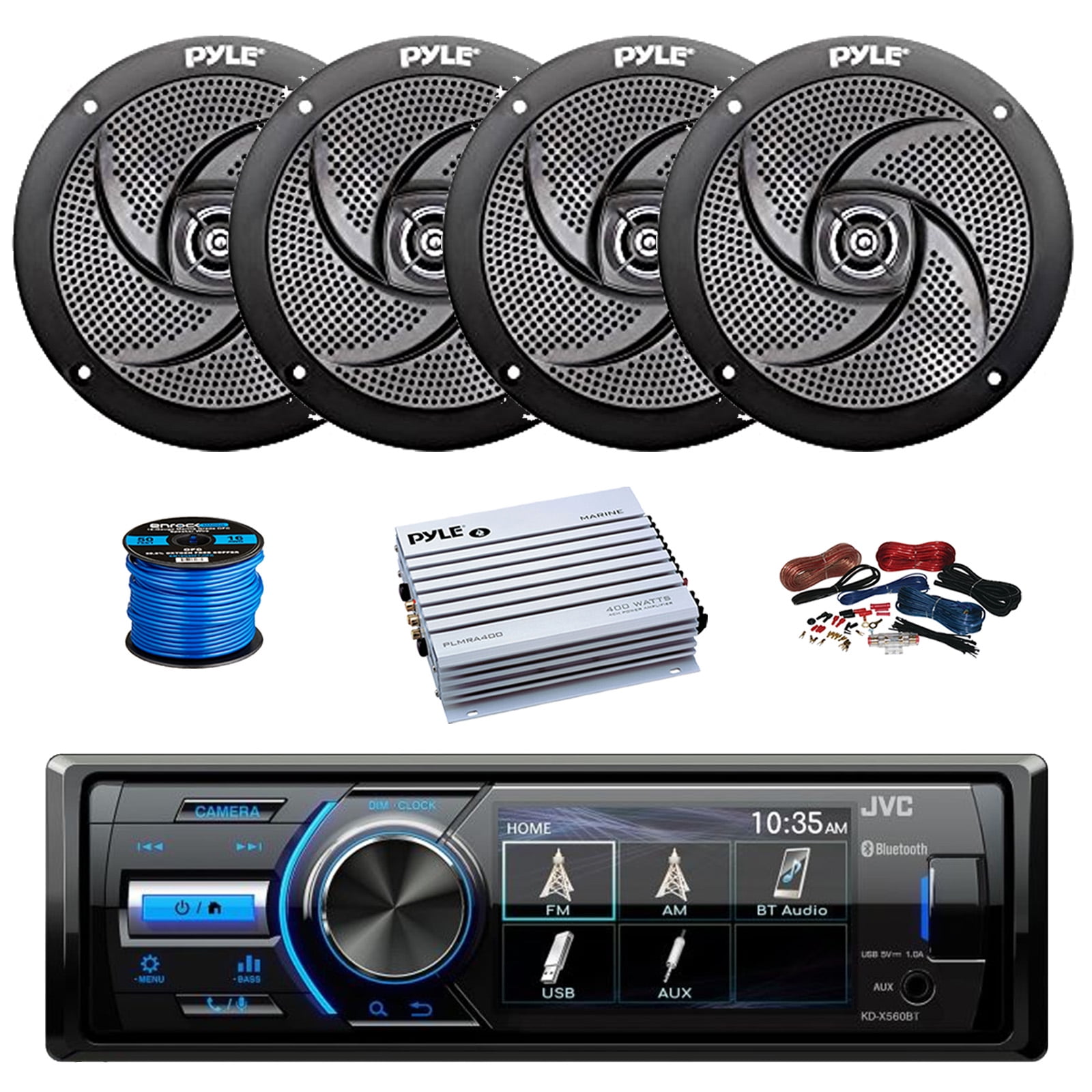 JVC KD-X560BT Marine Bluetooth AM/FM Radio Receiver, 4-Channel ...