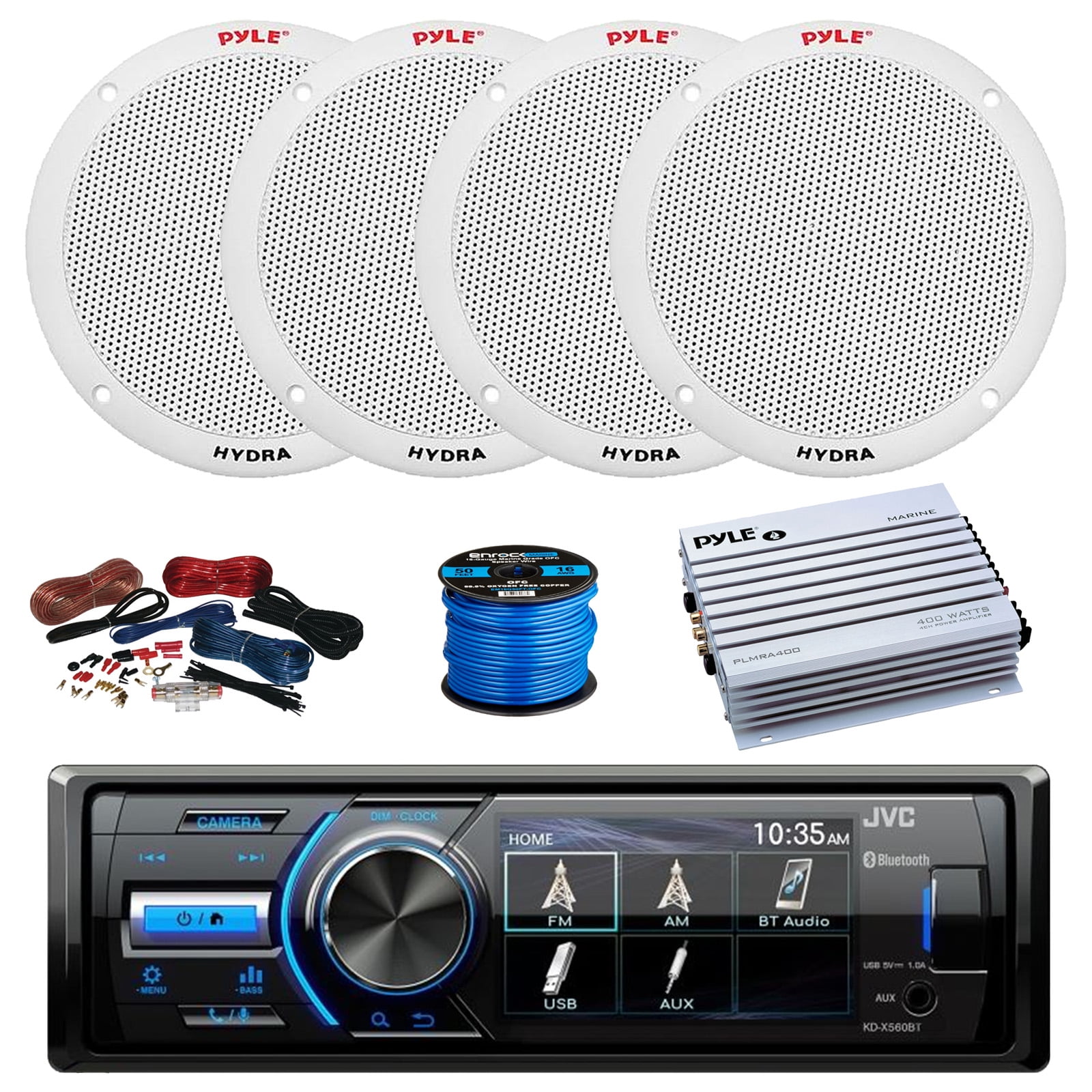 JVC KD-X560BT Marine Bluetooth AM/FM Radio Receiver, 4-Channel ...