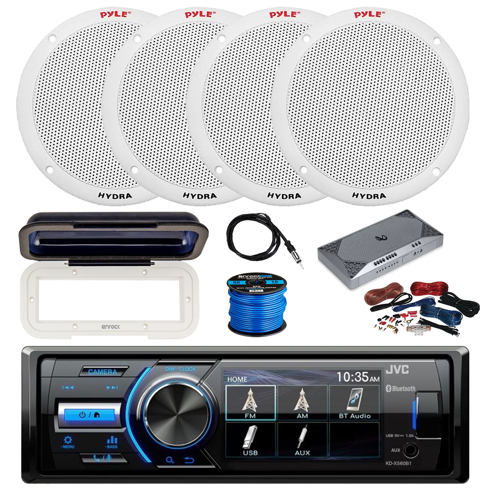 JVC KD-X560BT Marine Bluetooth AM/FM Radio Receiver, 4-Channel ...