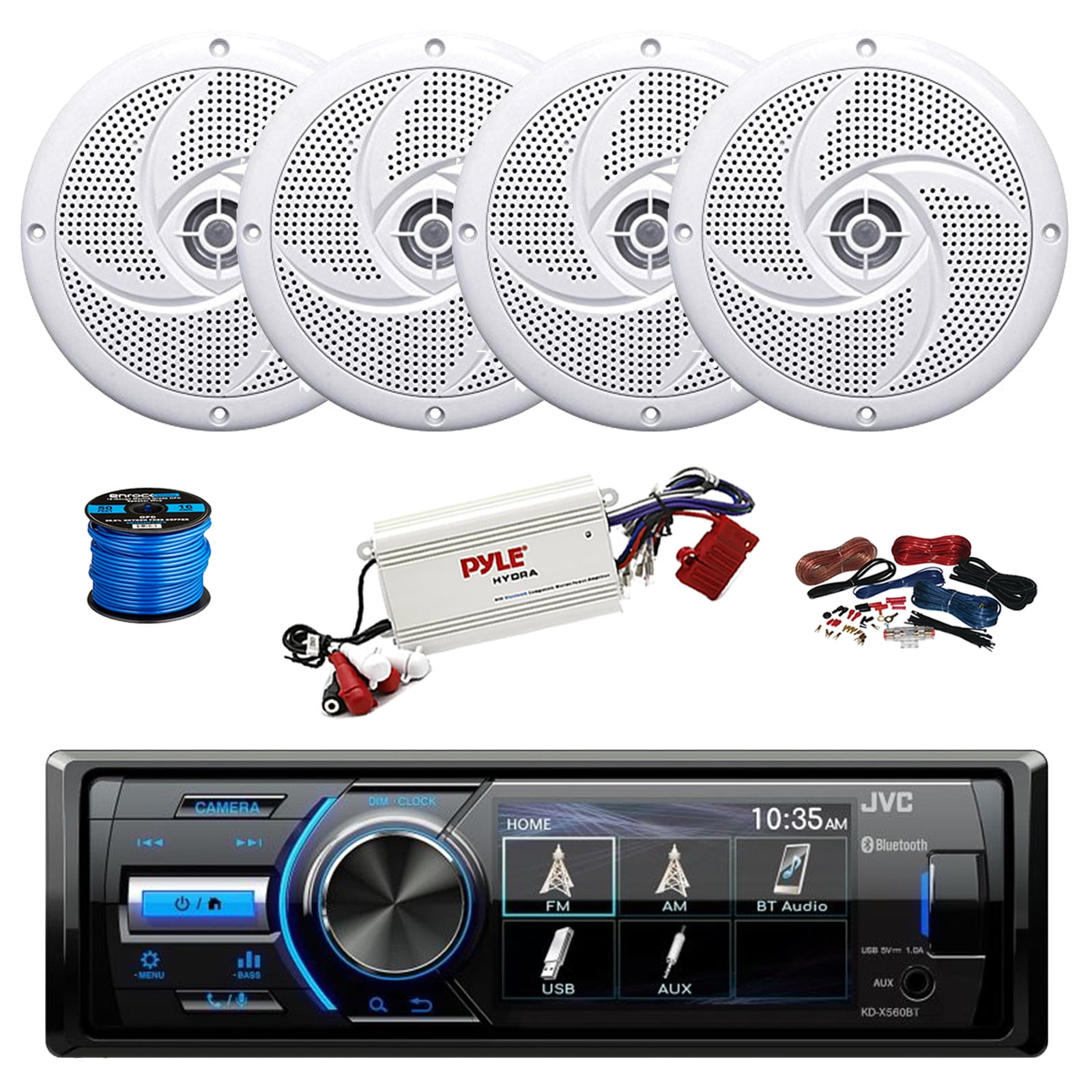 JVC KD-X560BT Marine Bluetooth AM/FM Radio Receiver, 4-Channel ...