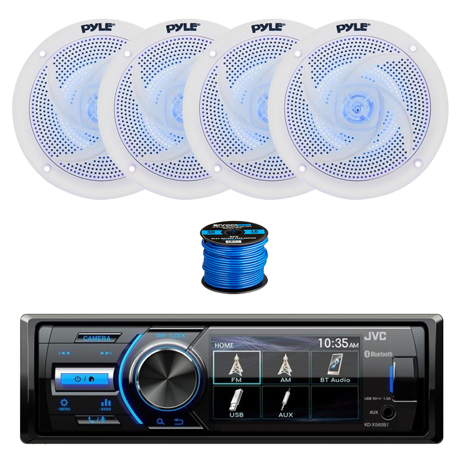 JVC KD-X560BT Single DIN Marine Bluetooth AM/FM Radio Receiver, 4X 5.25 ...