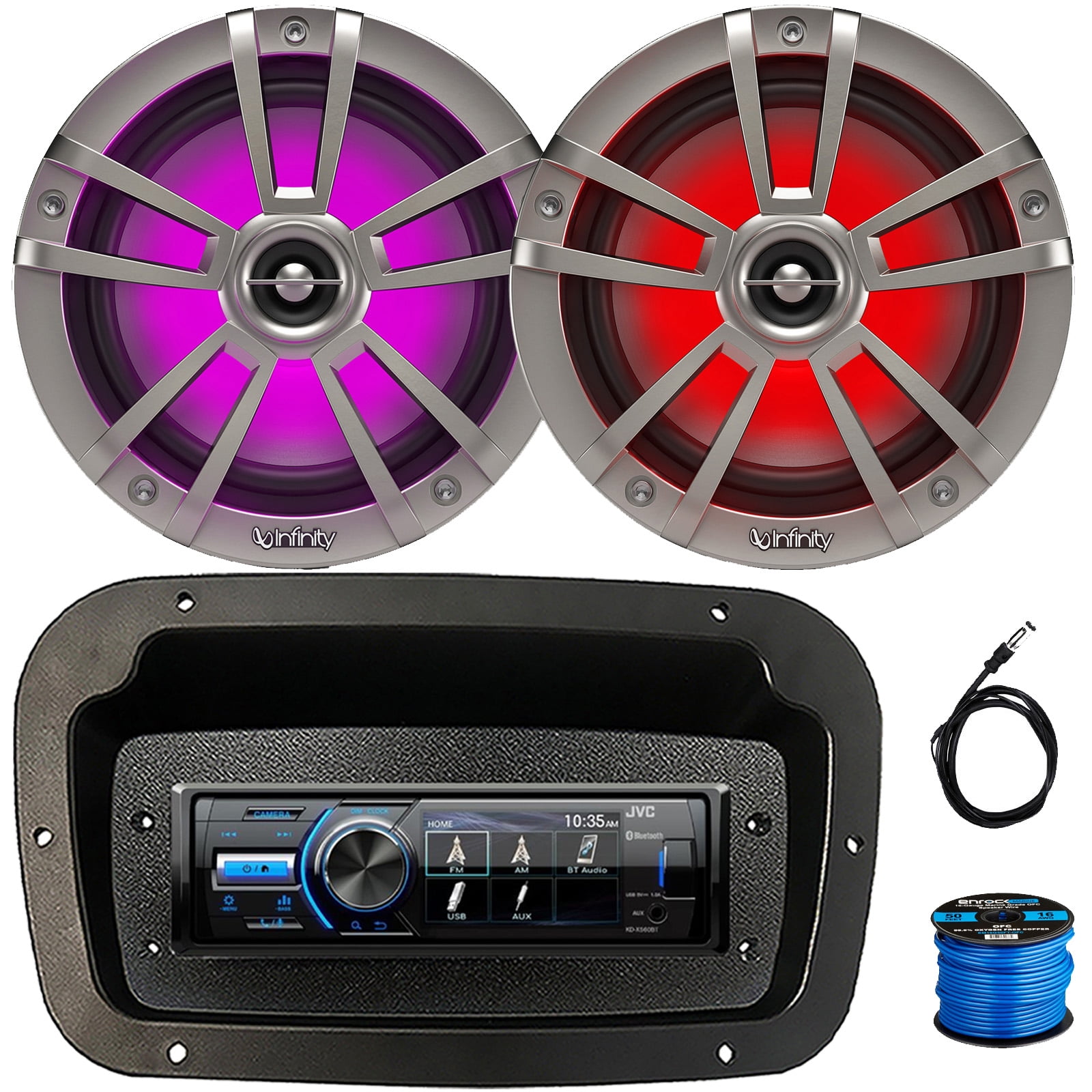 JVC KD-X560BT Single-DIN Marine Bluetooth USB/AUX MP3 AM/FM Digital Media Stereo Receiver W/Spa ...