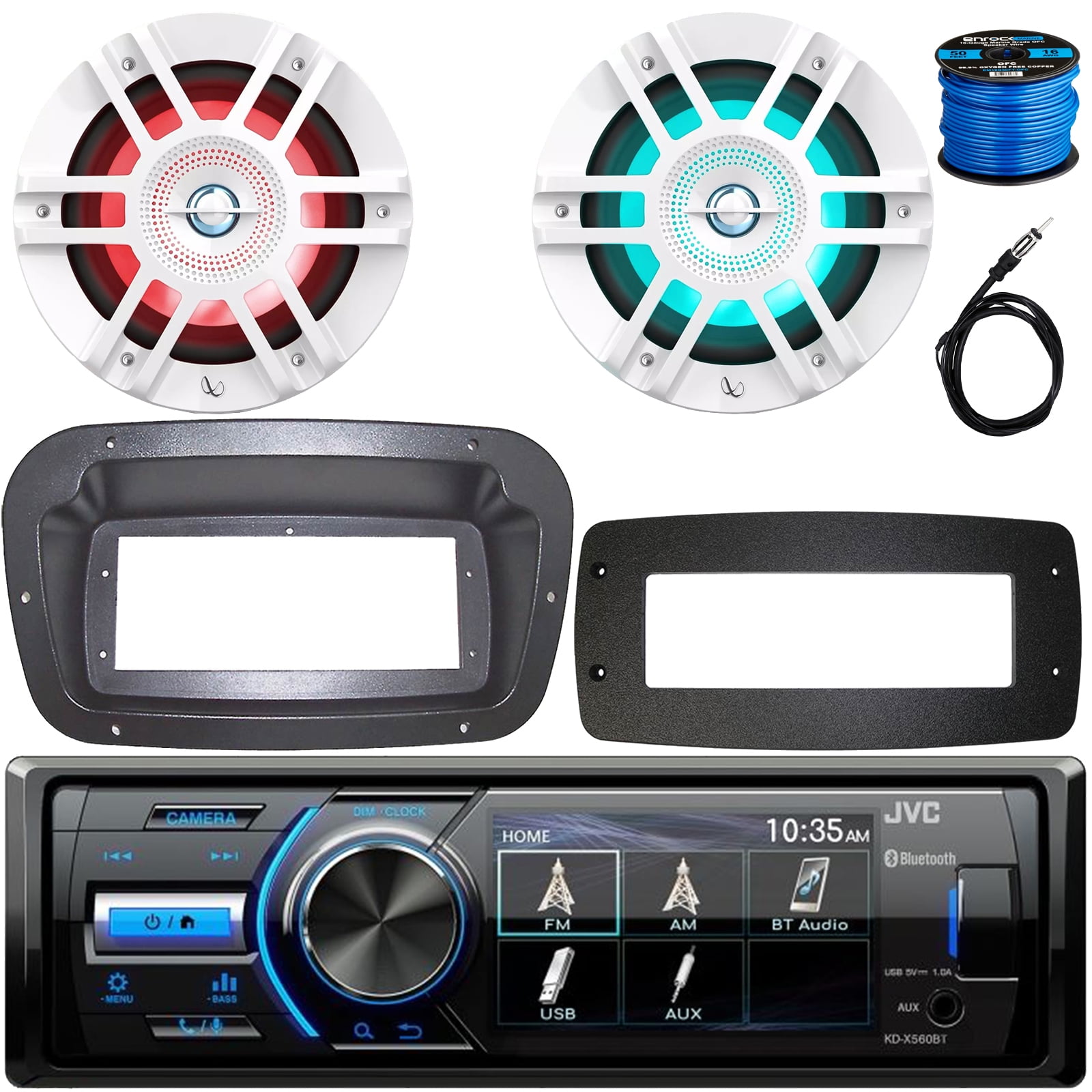 JVC KD-X560BT Single-DIN Marine Bluetooth USB/AUX MP3 AM/FM Digital Media Stereo Receiver W/Spa ...