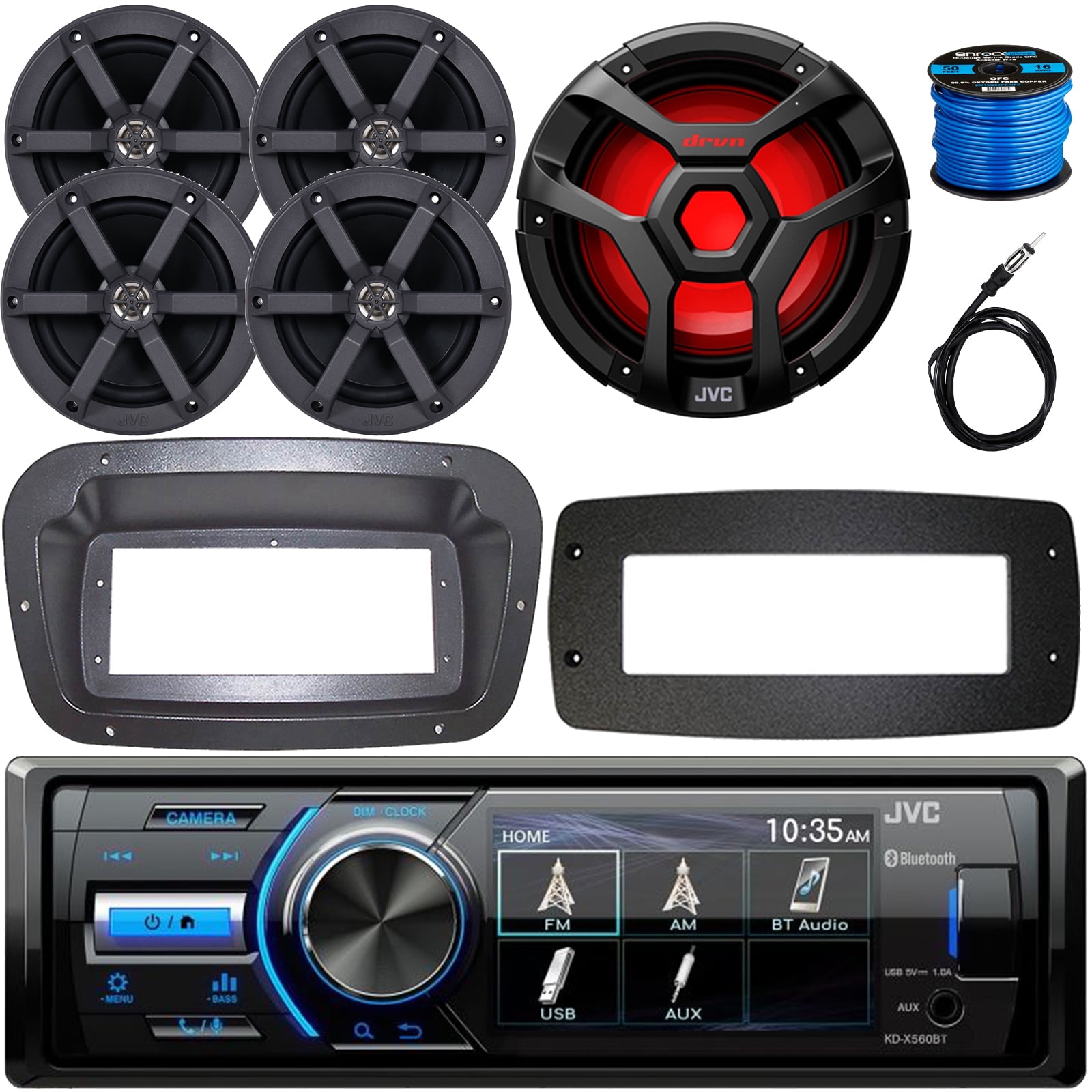 JVC KD-X560BT Single-DIN Marine Bluetooth USB/AUX MP3 AM/FM Digital ...