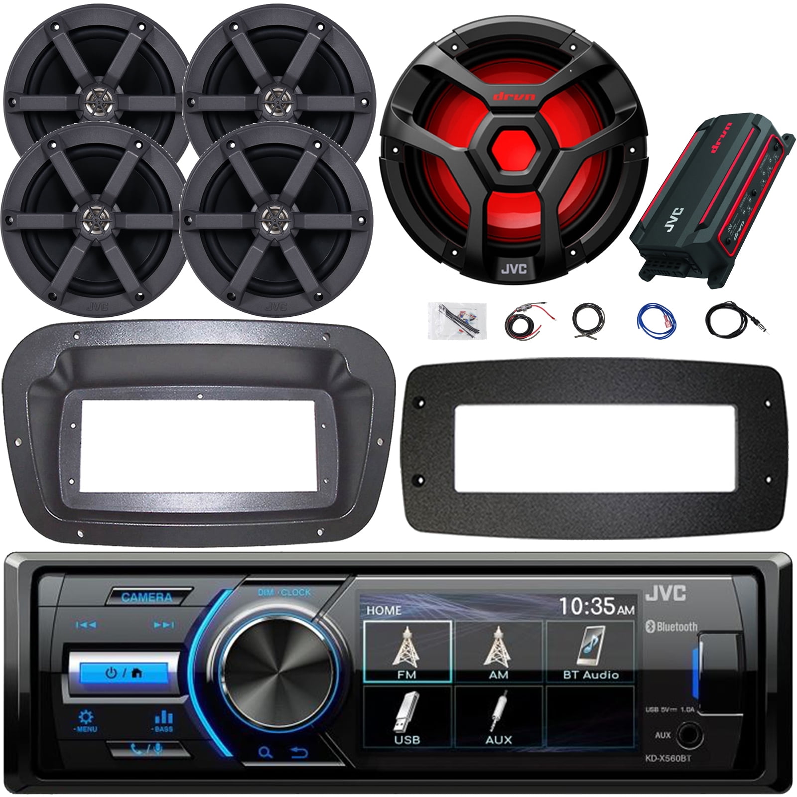 JVC KD-X560BT Single-DIN Marine Bluetooth USB/AUX MP3 AM/FM Digital Media Stereo Receiver W/Spa ...
