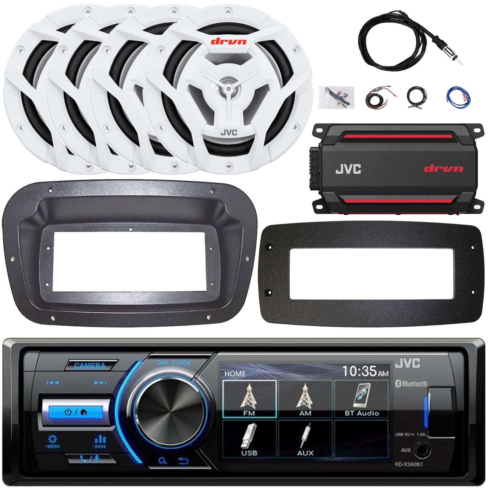 JVC KD-X560BT Single-DIN Marine Bluetooth USB/AUX MP3 AM/FM Digital Media Stereo Receiver W/Spa ...