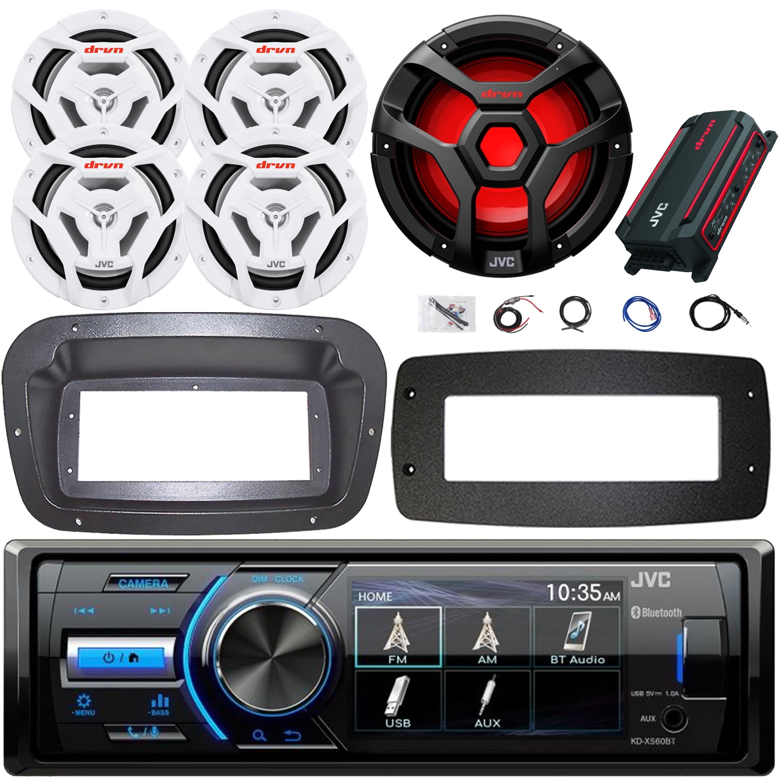 JVC KD-X560BT Single-DIN Marine Bluetooth USB/AUX MP3 AM/FM Digital Media Stereo Receiver W/Spa ...