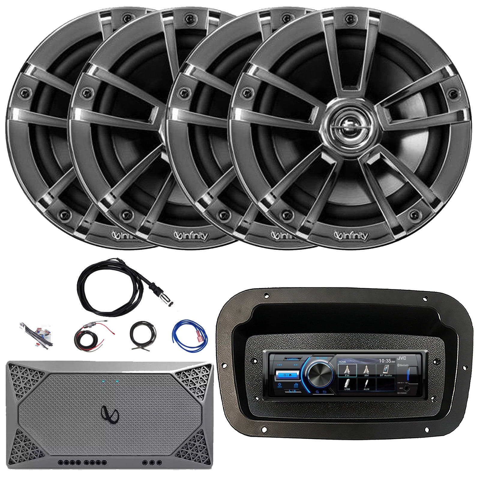 JVC KD-X560BT Single-DIN Marine Bluetooth USB/AUX MP3 AM/FM Digital Media Stereo Receiver W/Spa ...