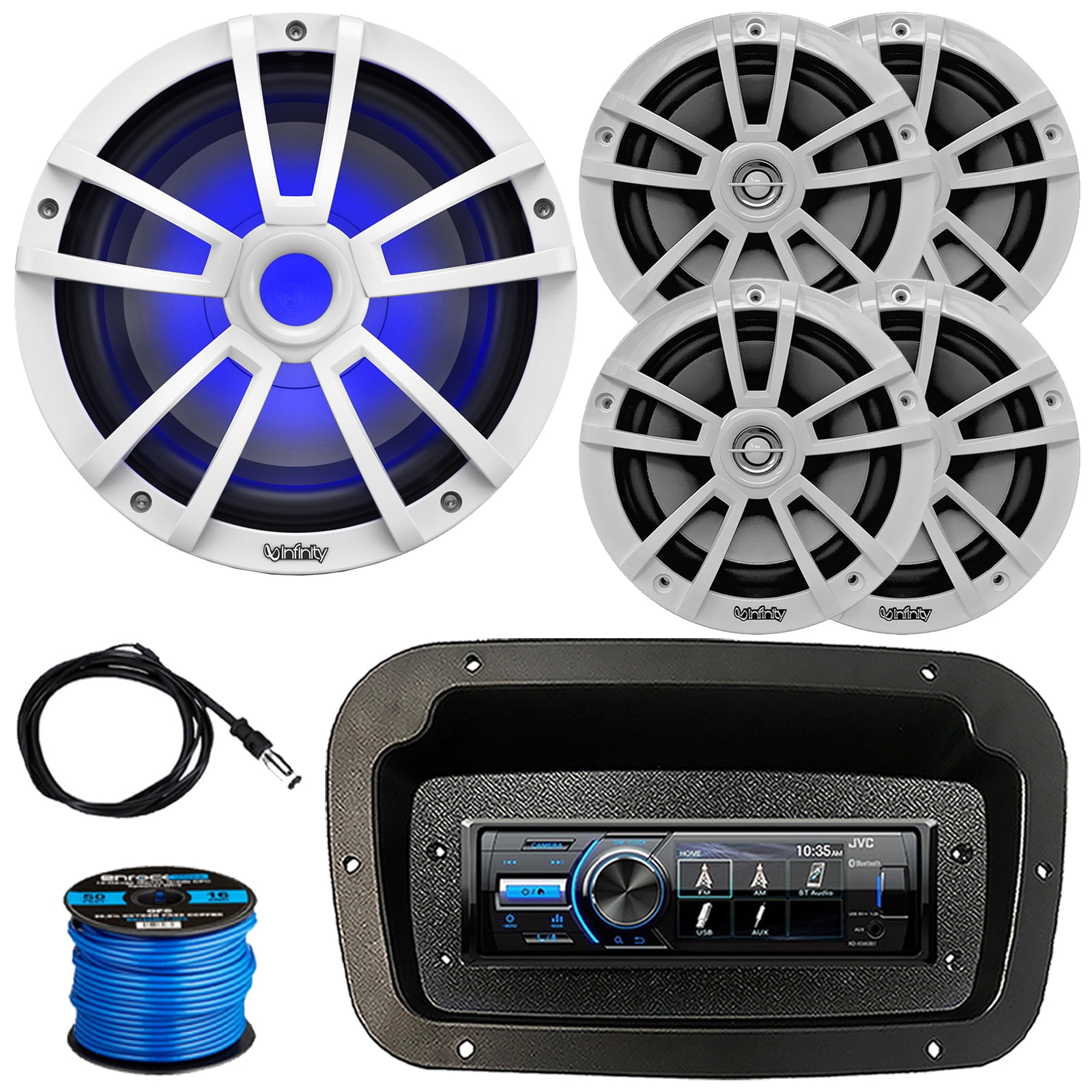 JVC KD-X560BT Single-DIN Marine Bluetooth USB/AUX MP3 AM/FM Digital Media Stereo Receiver W/Spa ...