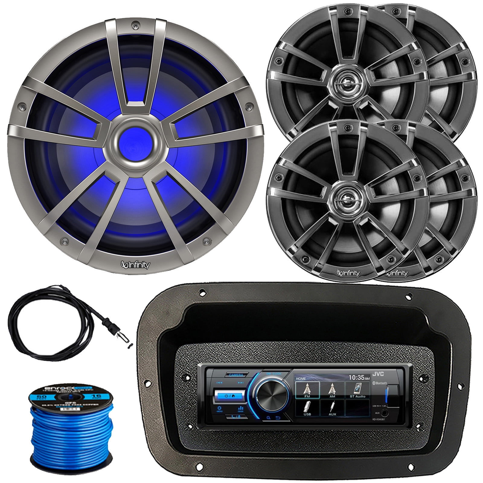 JVC KD-X560BT Single-DIN Marine Bluetooth USB/AUX MP3 AM/FM Digital Media Stereo Receiver W/Spa ...