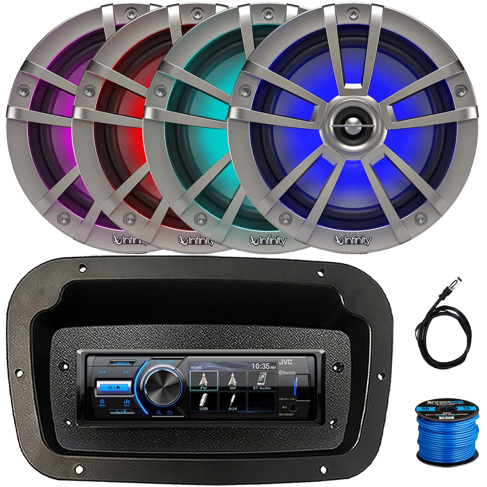 JVC KD-X560BT Single-DIN Marine Bluetooth USB/AUX MP3 AM/FM Digital ...