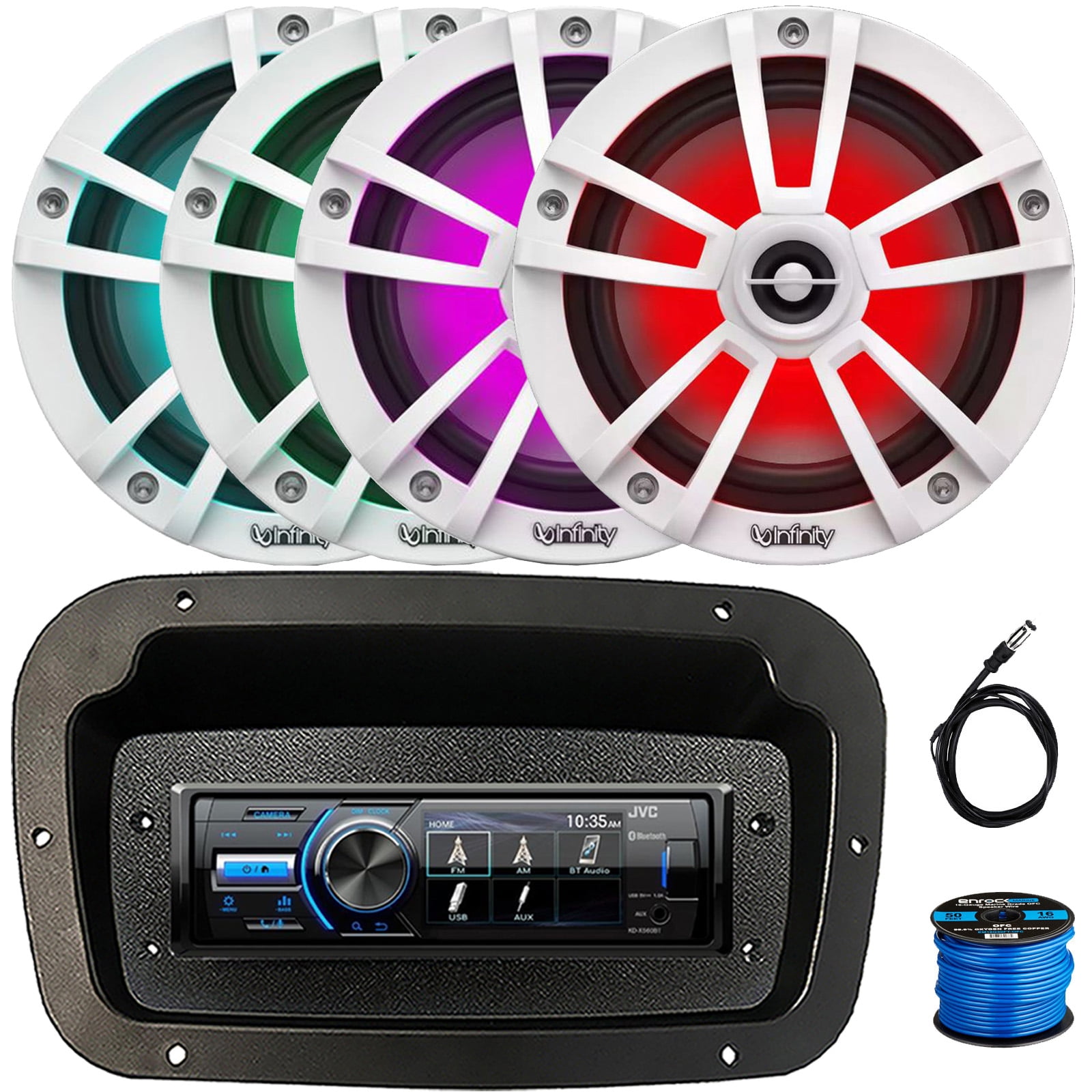 JVC KD-X560BT Single-DIN Marine Bluetooth USB/AUX MP3 AM/FM Digital ...