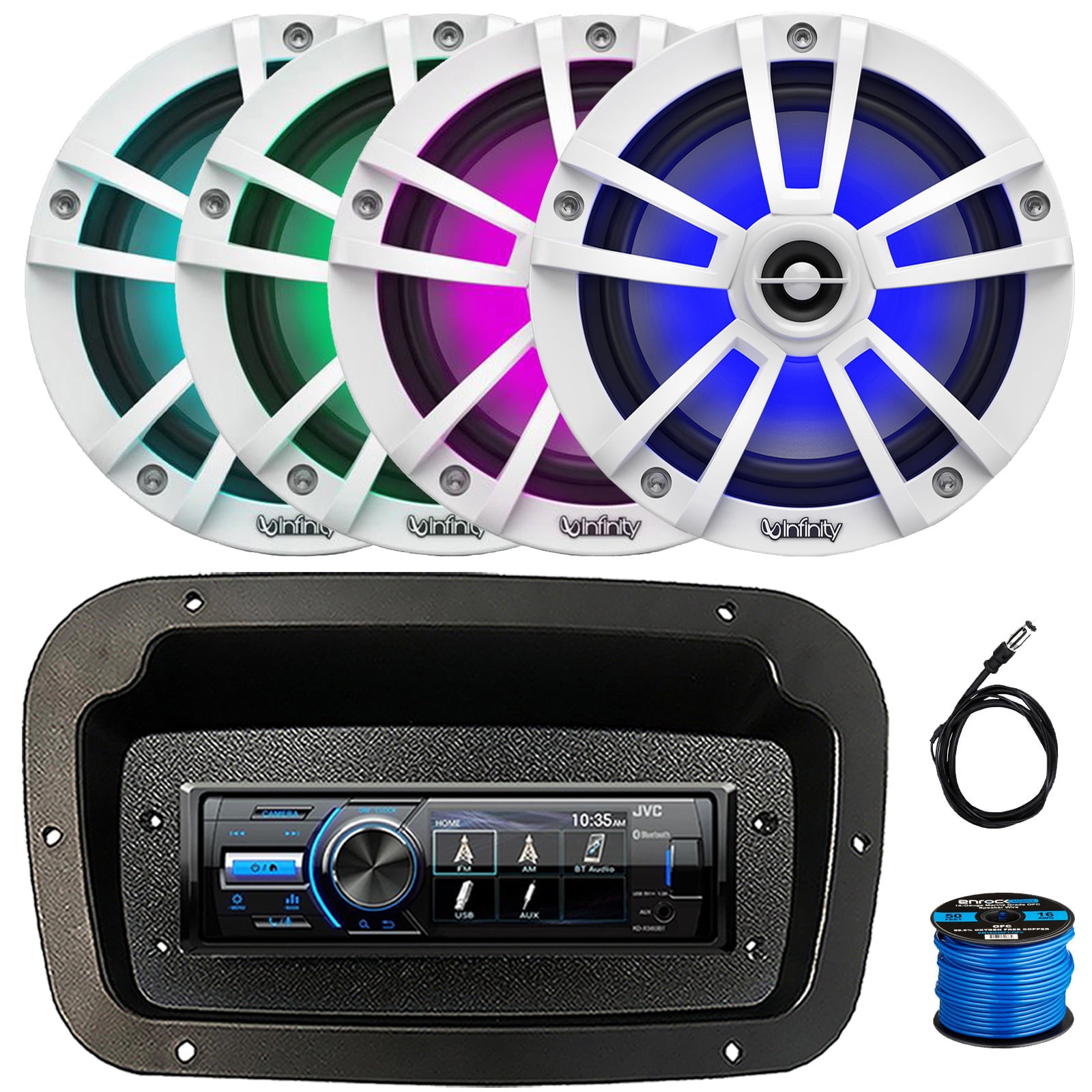 JVC KD-X560BT Single-DIN Marine Bluetooth USB/AUX MP3 AM/FM Digital Media Stereo Receiver W/Spa ...