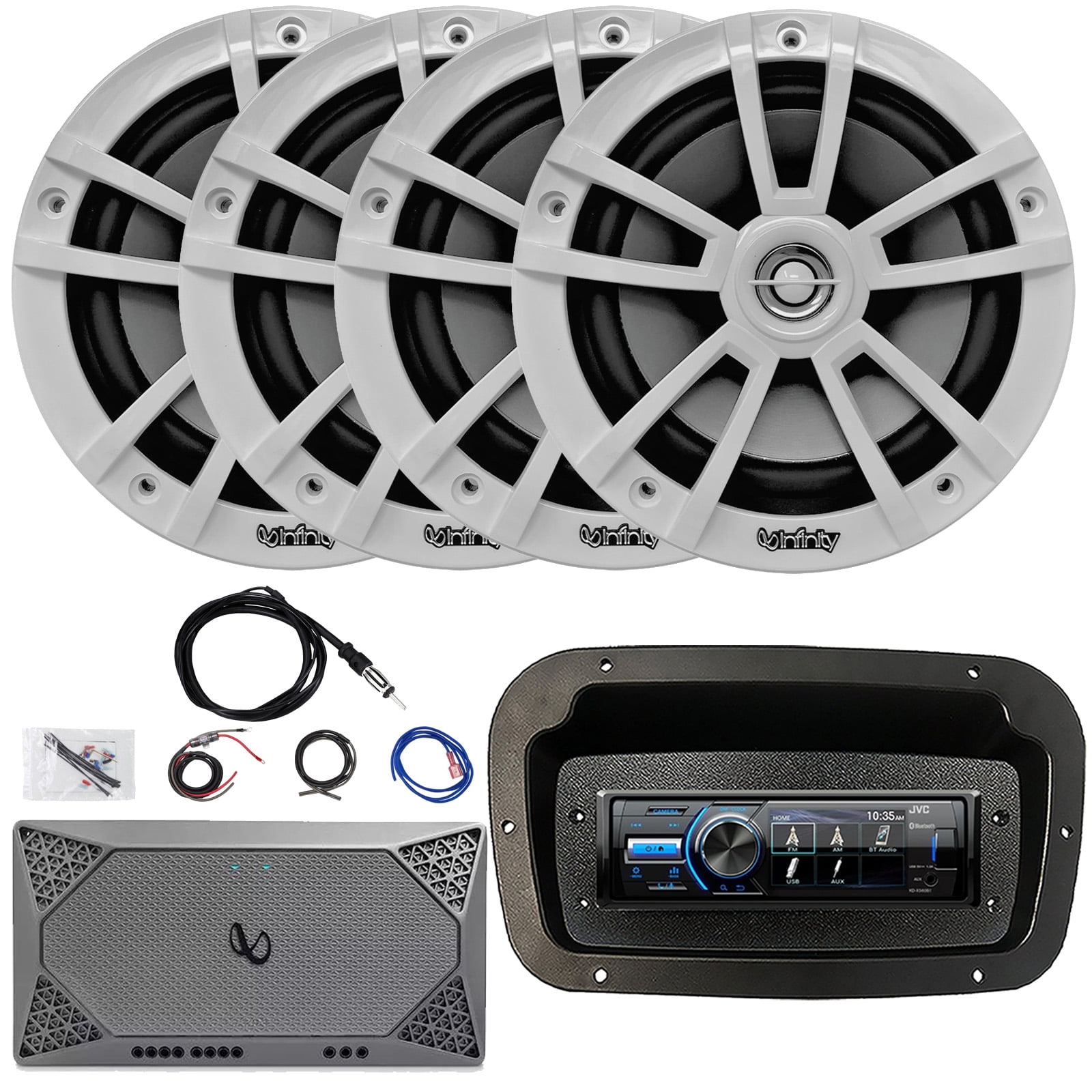 JVC KD-X560BT Single-DIN Marine Bluetooth USB/AUX MP3 AM/FM Digital Media Stereo Receiver W/Spa ...