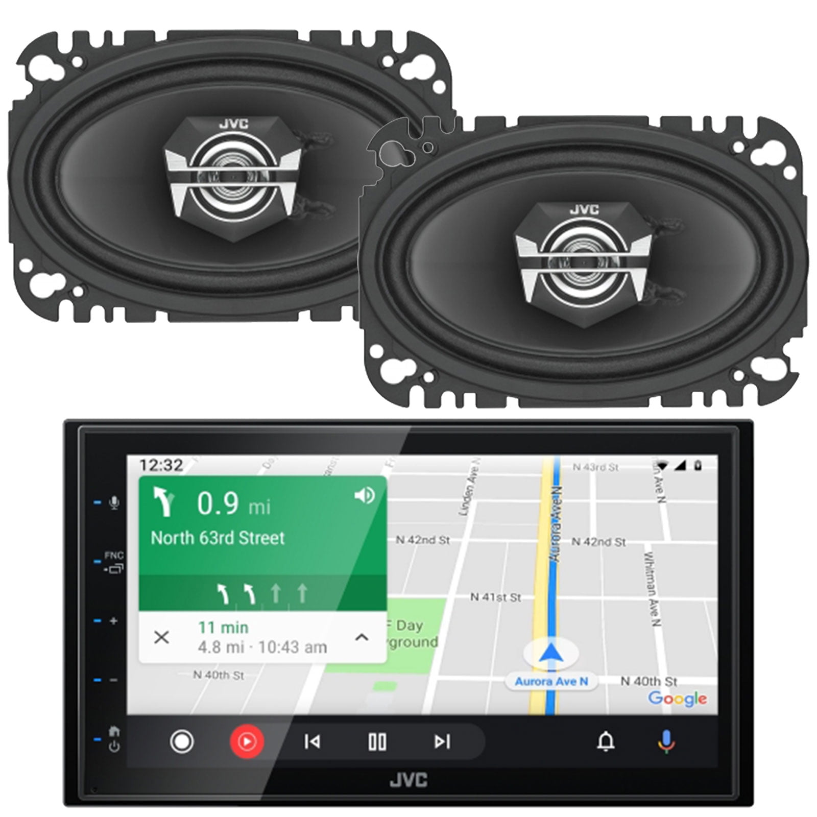 JVC KW-M56BT Double DIN AM/FM Radio Stereo USB Bluetooth Digital Media ...