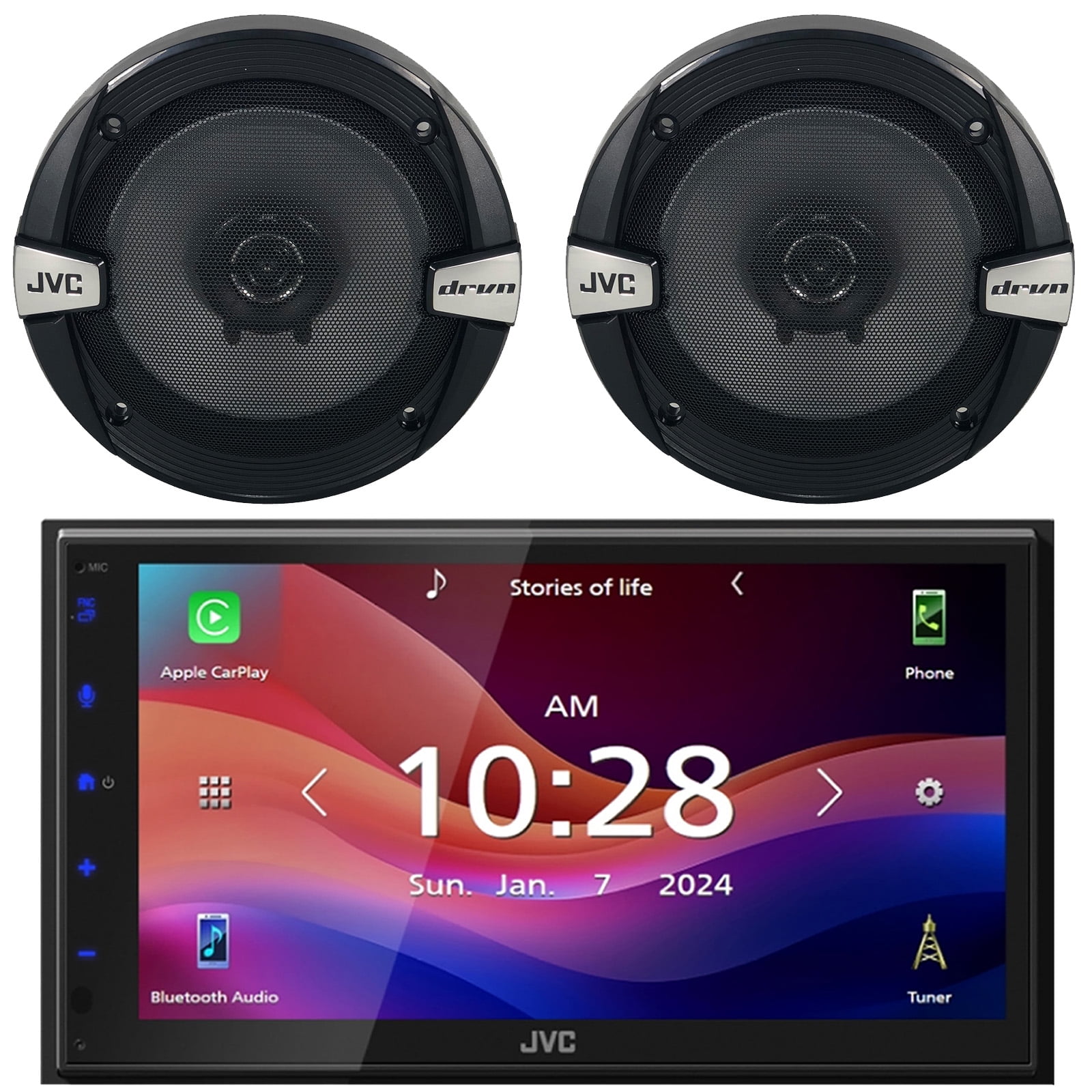 JVC KW-M690BW 6.8" Capacitive Monitor Single-DIN Bluetooth USB/MP3 Digital Media Shallow Chassis ...