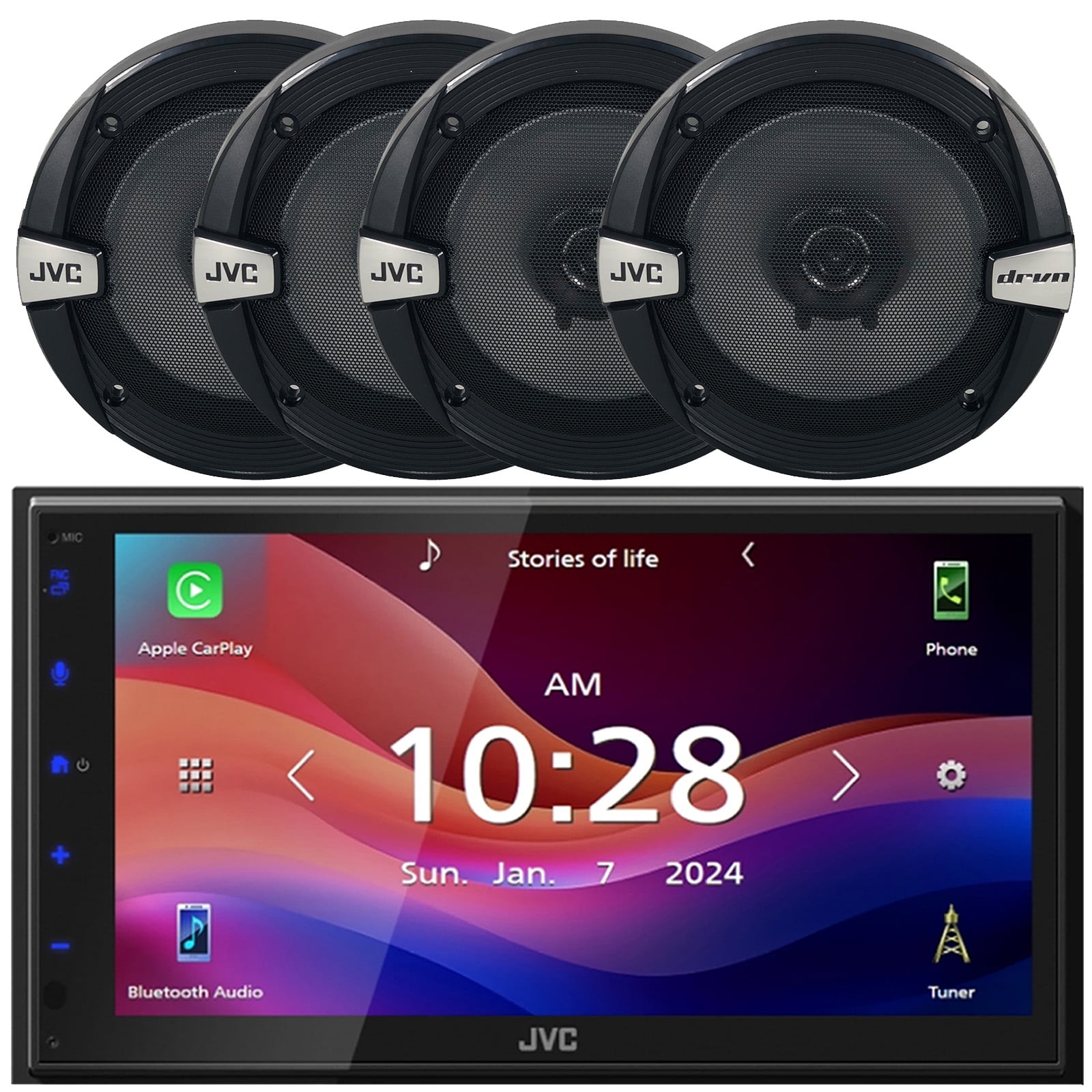 JVC KW-M690BW 6.8" Capacitive Monitor Single-DIN Bluetooth USB/MP3 Digital Media Shallow Chassis ...