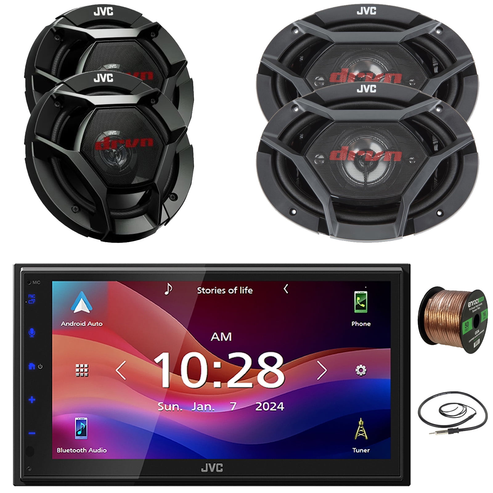 JVC KW-M695BW 6.8" WSVGA LCD Display Single-DIN Bluetooth USB/MP3 ...