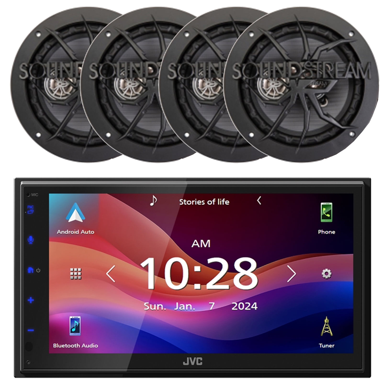 JVC KW-M695BW 6.8" WSVGA LCD Display Single-DIN Bluetooth USB/MP3 Digital Media Shallow Chassis ...