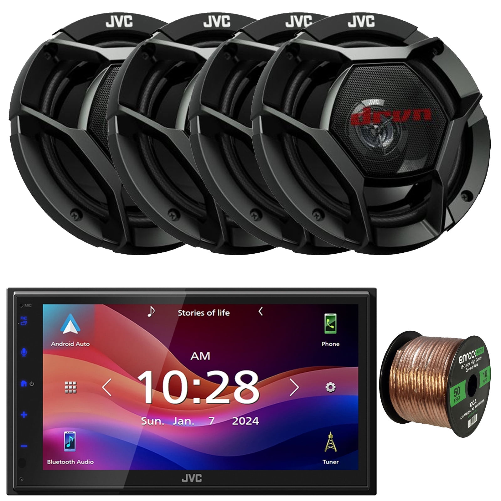 JVC KW-M695BW 6.8" WSVGA LCD Display Single-DIN Bluetooth USB/MP3 Digital Media Shallow Chassis ...