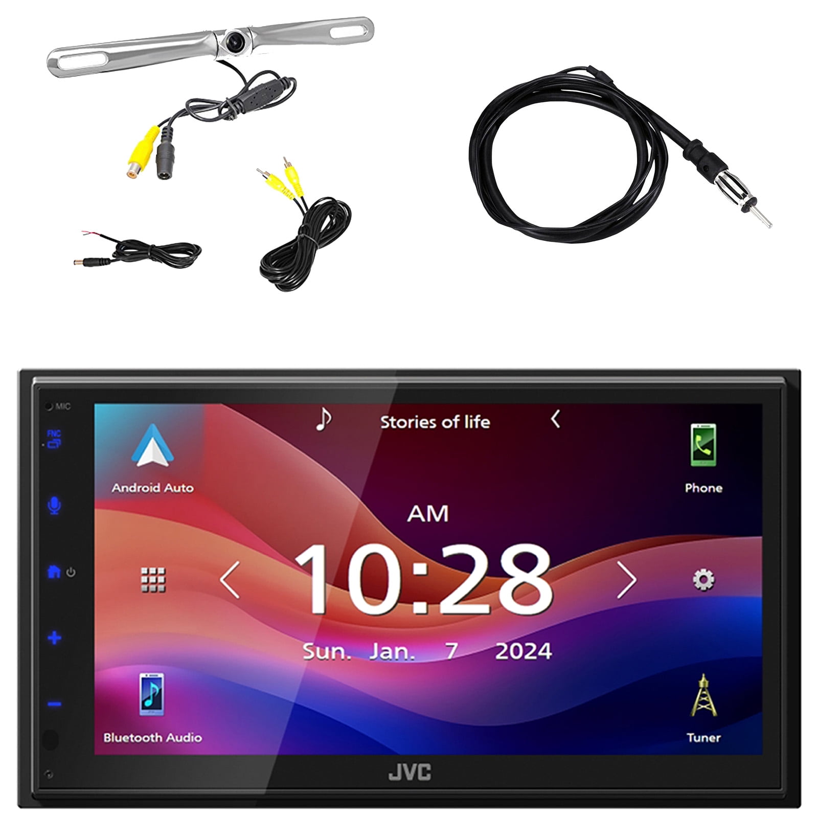 JVC KW-M695BW 6.8" WSVGA LCD Display Single-DIN Bluetooth USB/MP3 Digital Media Shallow Chassis ...