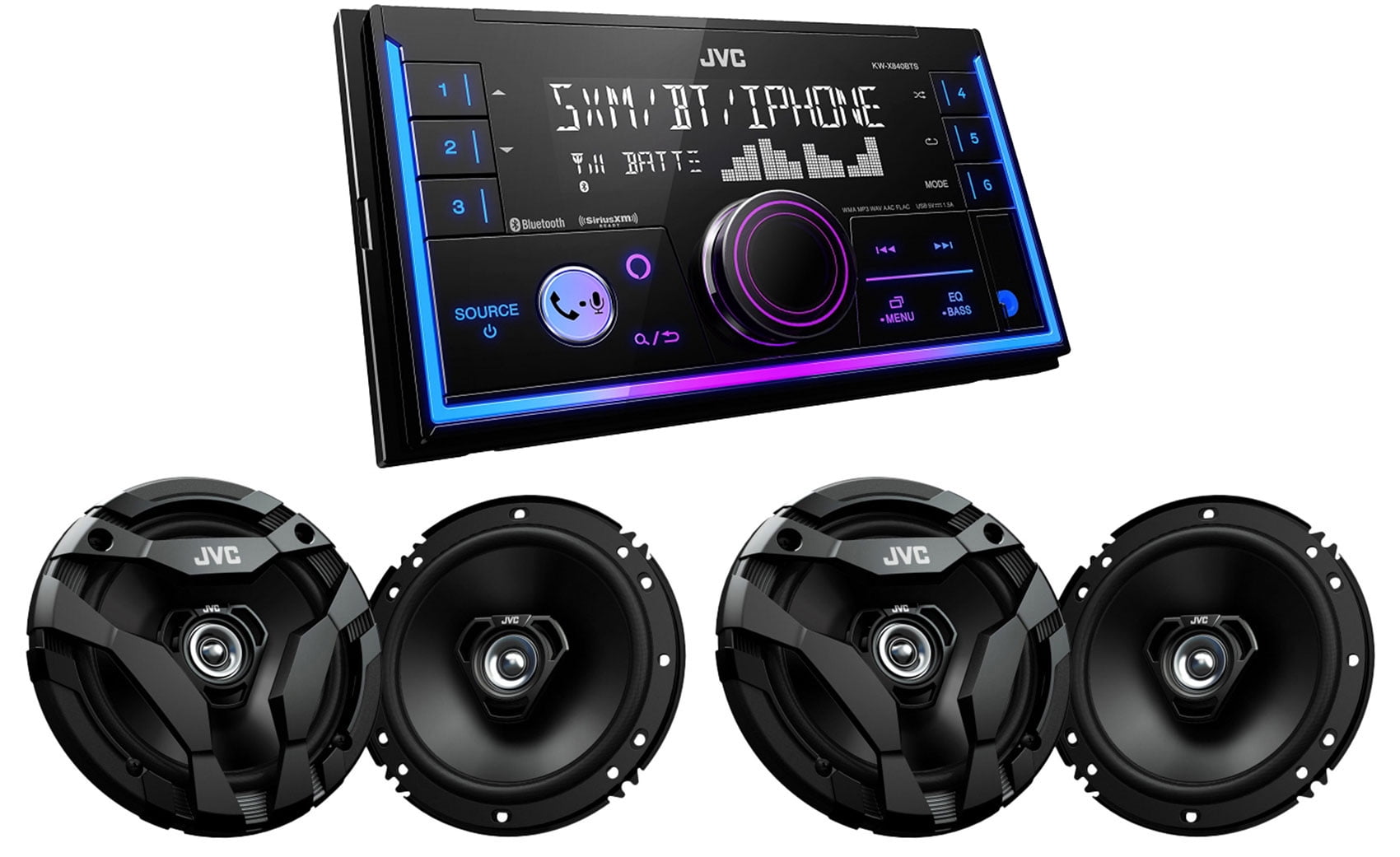 JVC KW-X840BTS Digital Media Bluetooth Receiver+(4) CS-DF620 300w 6.5 ...