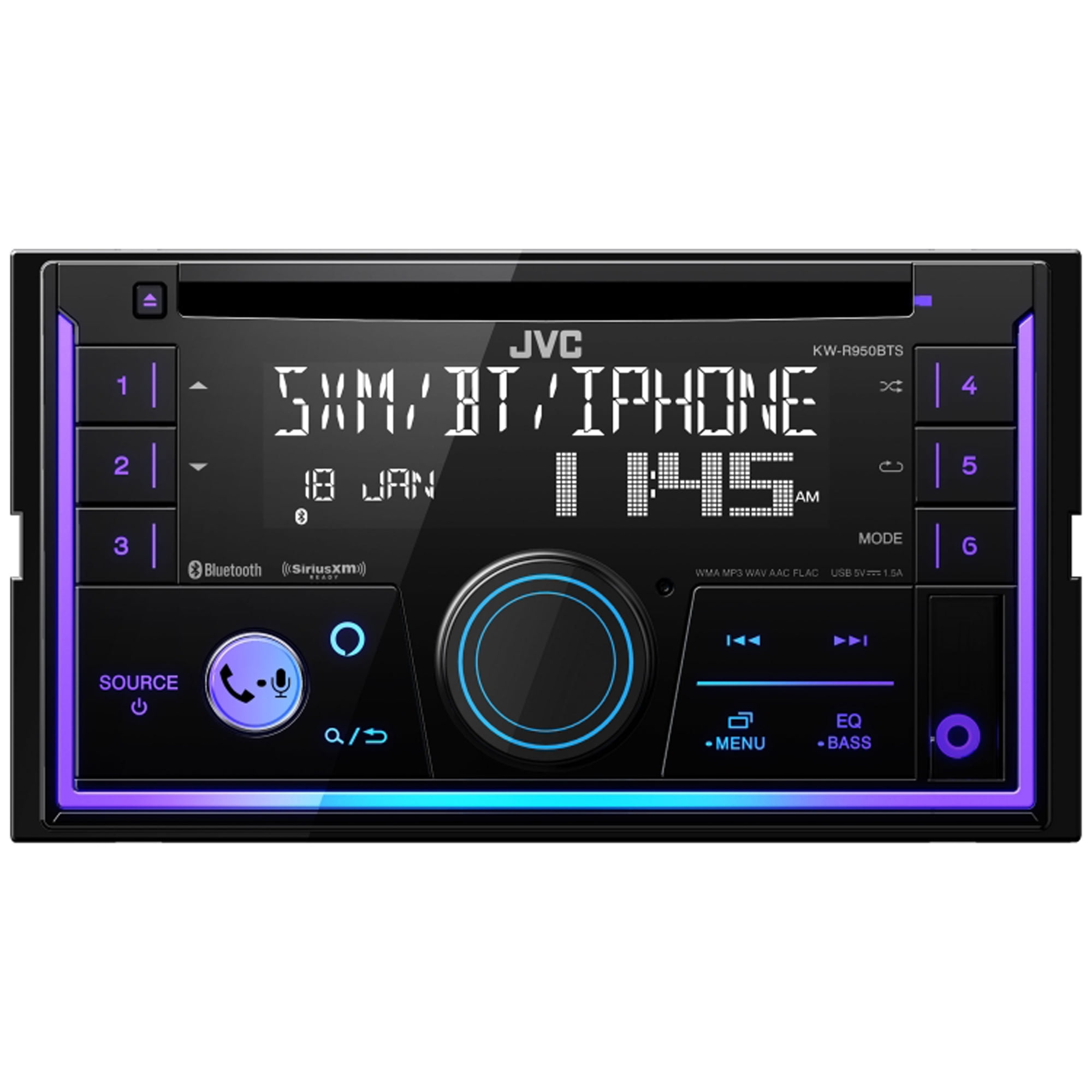 JVC KW-R950BTS 2-Din Car Stereo CD Receiver w/ Bluetooth/USB/XM Ready ...