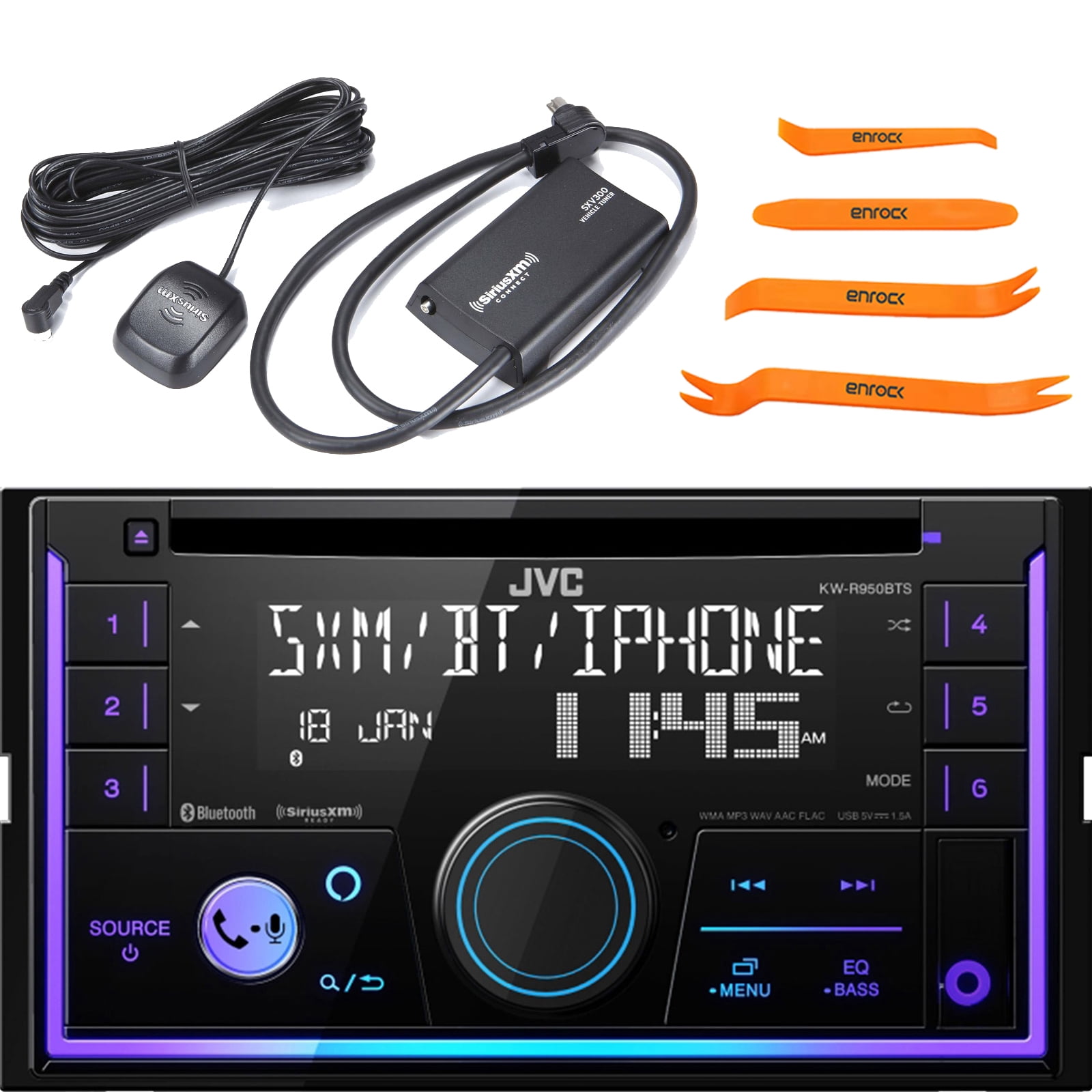 JVC KW-R950BTS Double-DIN Bluetooth USB/AUX CD Player AM/FM Radio ...