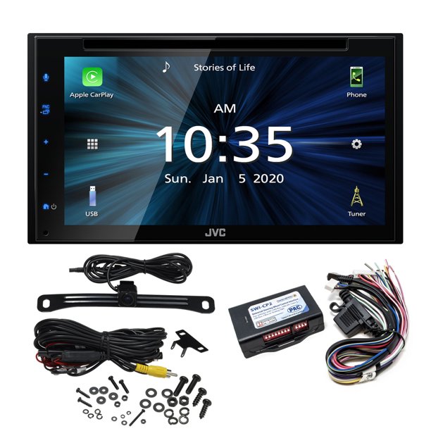 JVC KW-V660BT 6.8" Touchscreen Receiver Compatible with Apple CarPlay & Android Auto Bundled ...