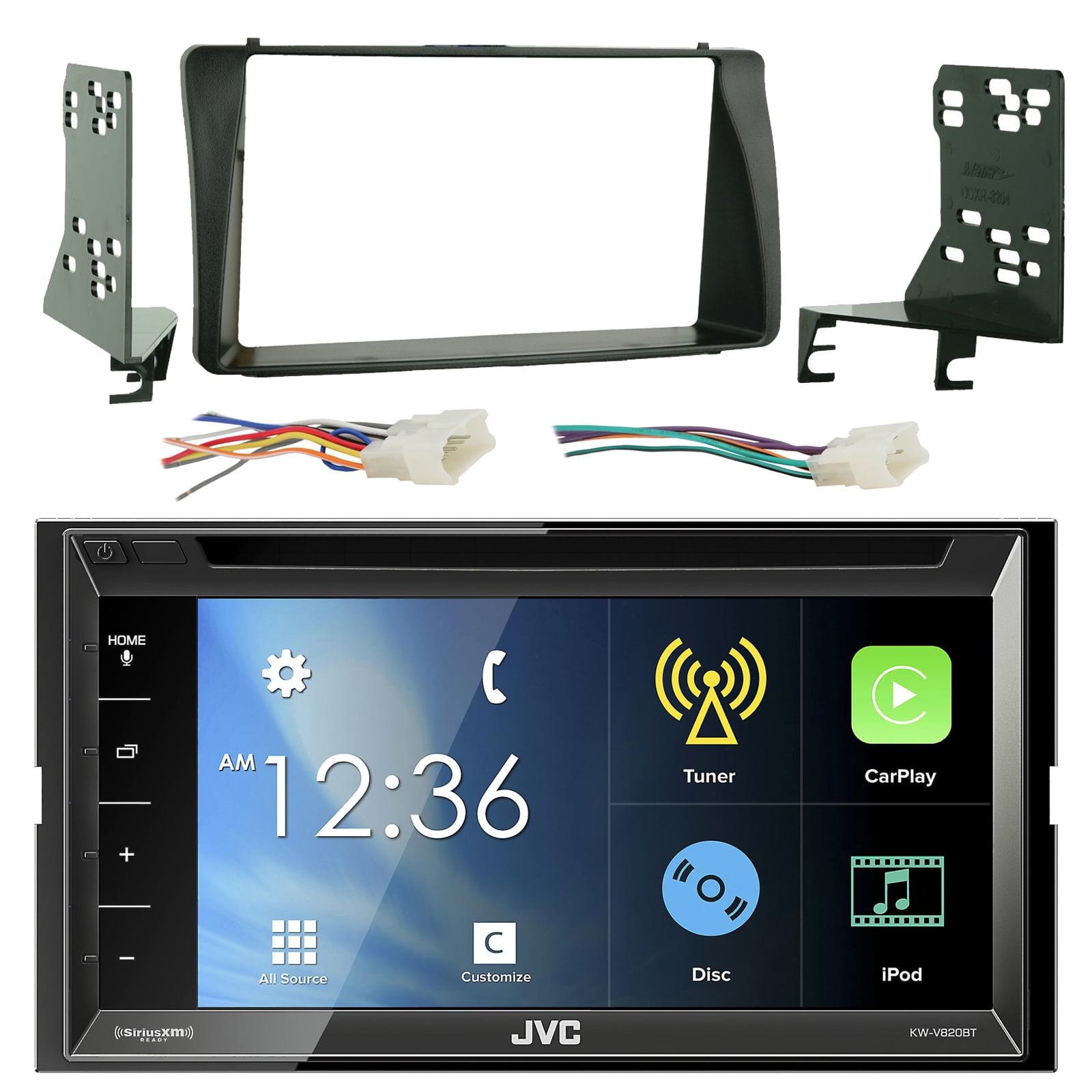 JVC KW-V820BT 7" Touch Screen Bluetooth CD MP3 Player Stereo Receiver Bundle Combo With Metra 2 ...