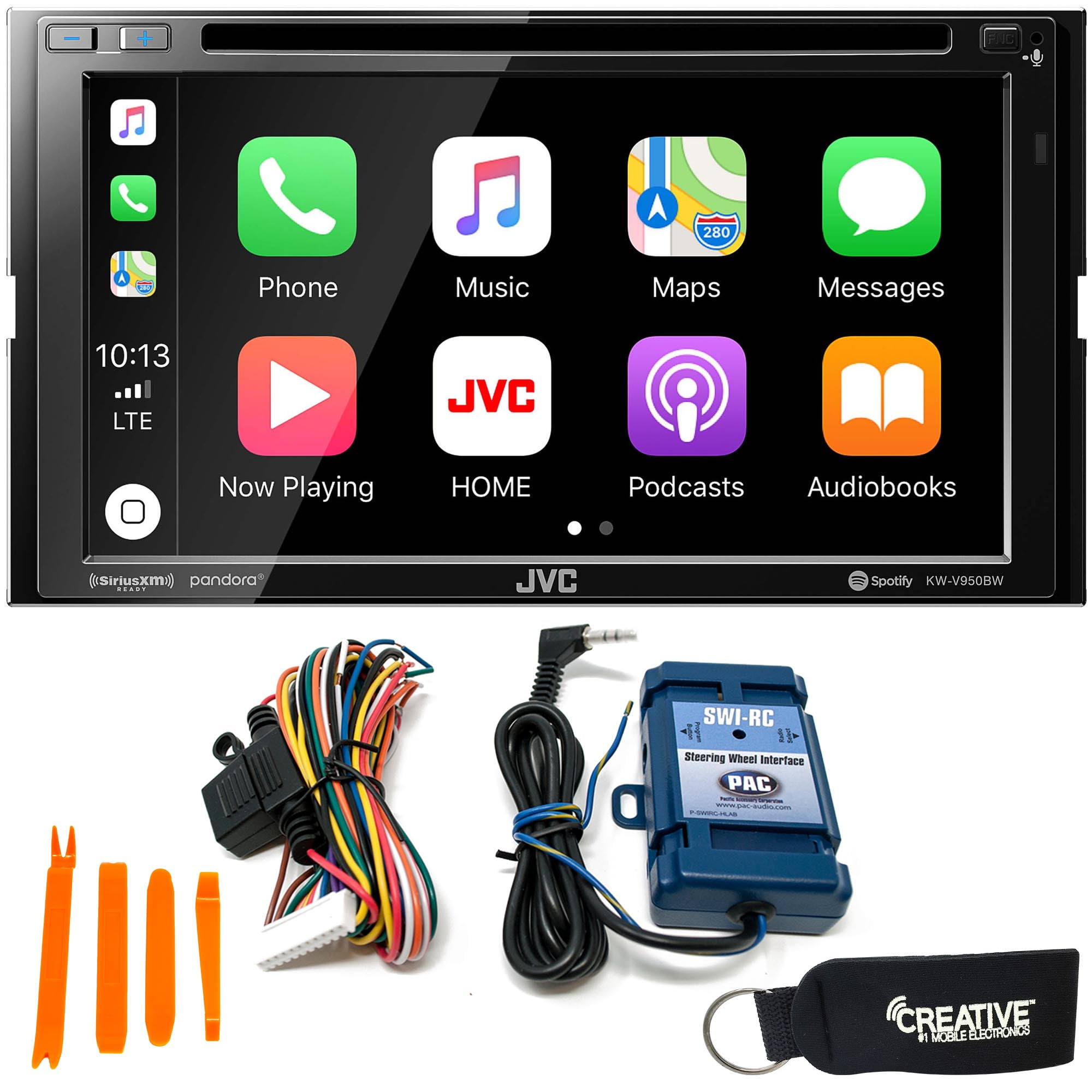 JVC KW-V950BW Compatible With CarPlay, Wireless Android Auto + SWI-RC ...