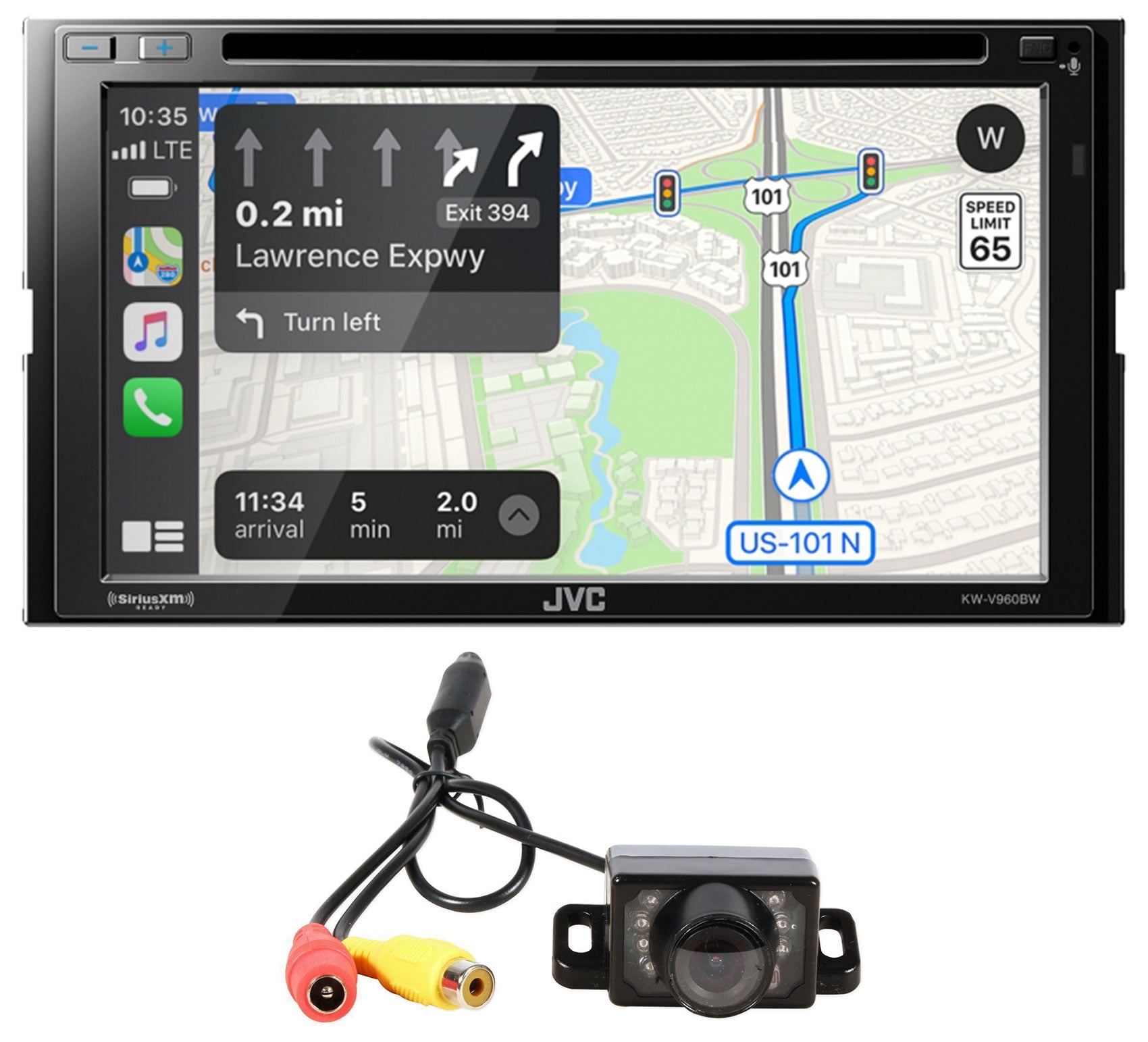 JVC KW-V960BW 6.8" Wireless Android/CarPlay Monitor Bluetooth DVD ...