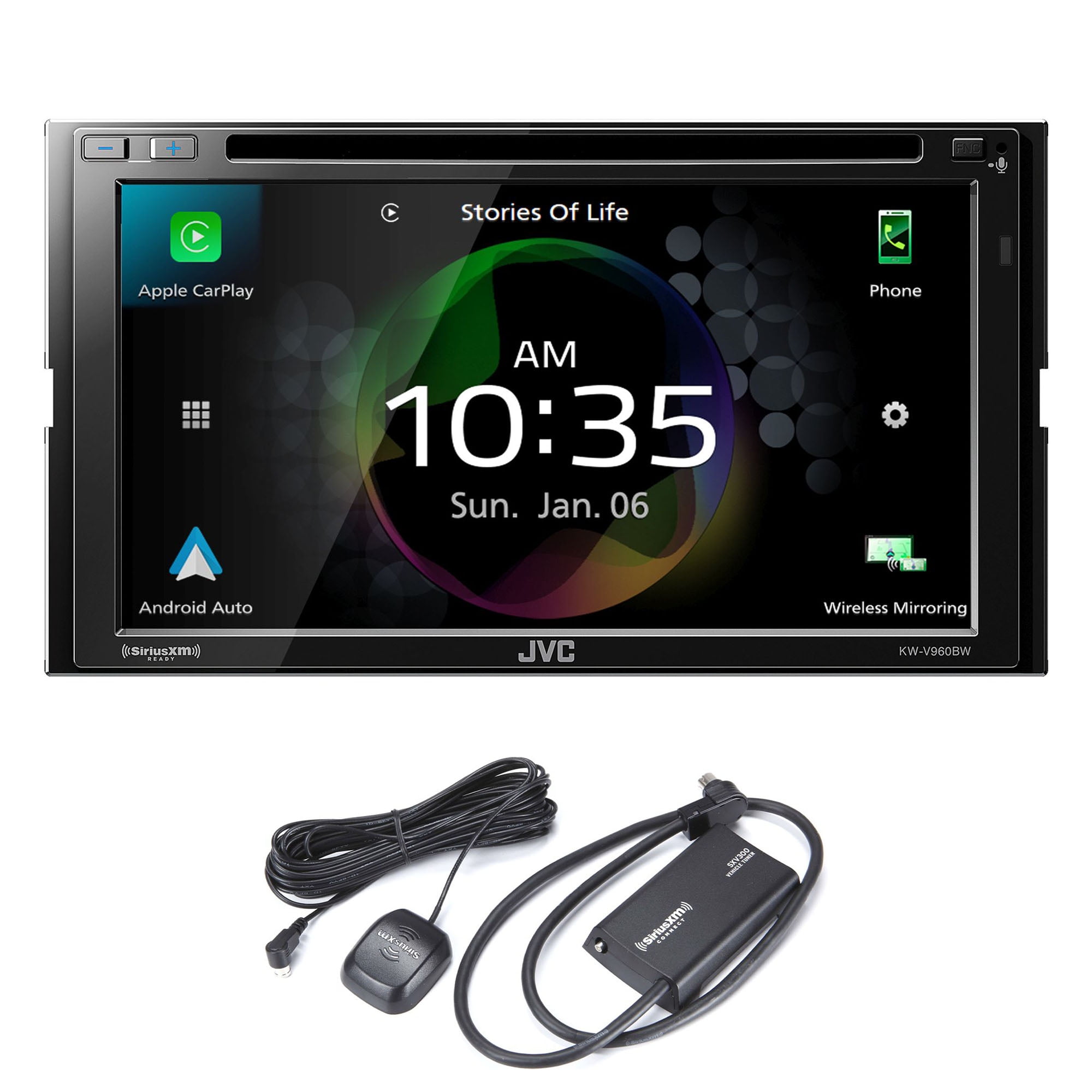JVC KW-V960BW Works with Wireless CarPlay, Wireless Android Auto, CD ...