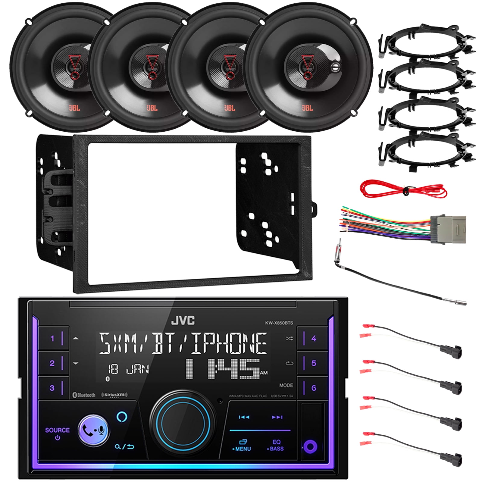 JVC KW-X850BTS Double DIN USB/AUX Bluetooth AM/FM Stereo Digital Media Receiver, 4x 6.5" 225W ...