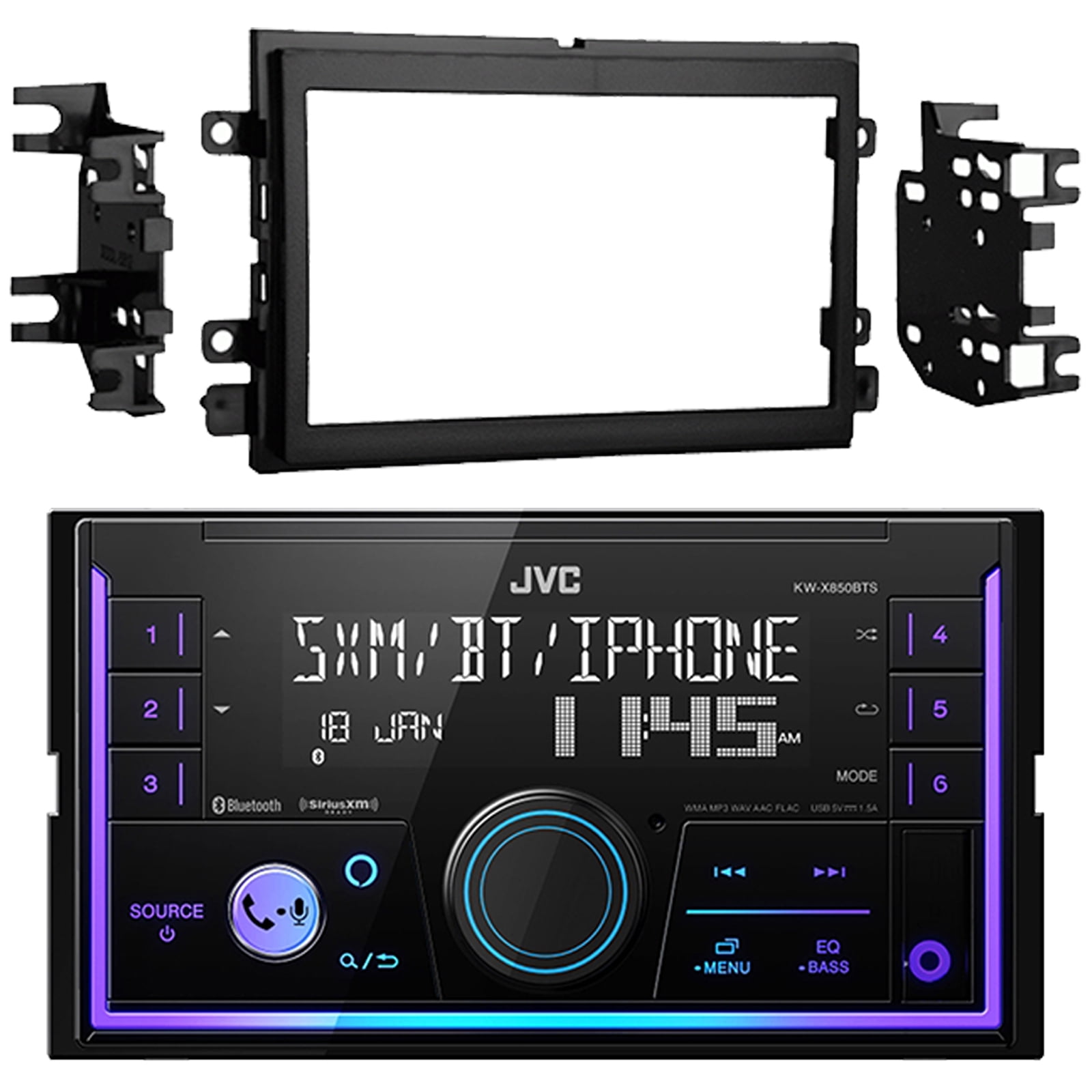 JVC KW-X850BTS Double DIN USB/AUX Bluetooth AM/FM Stereo Digital Media Receiver with Radio Dash ...