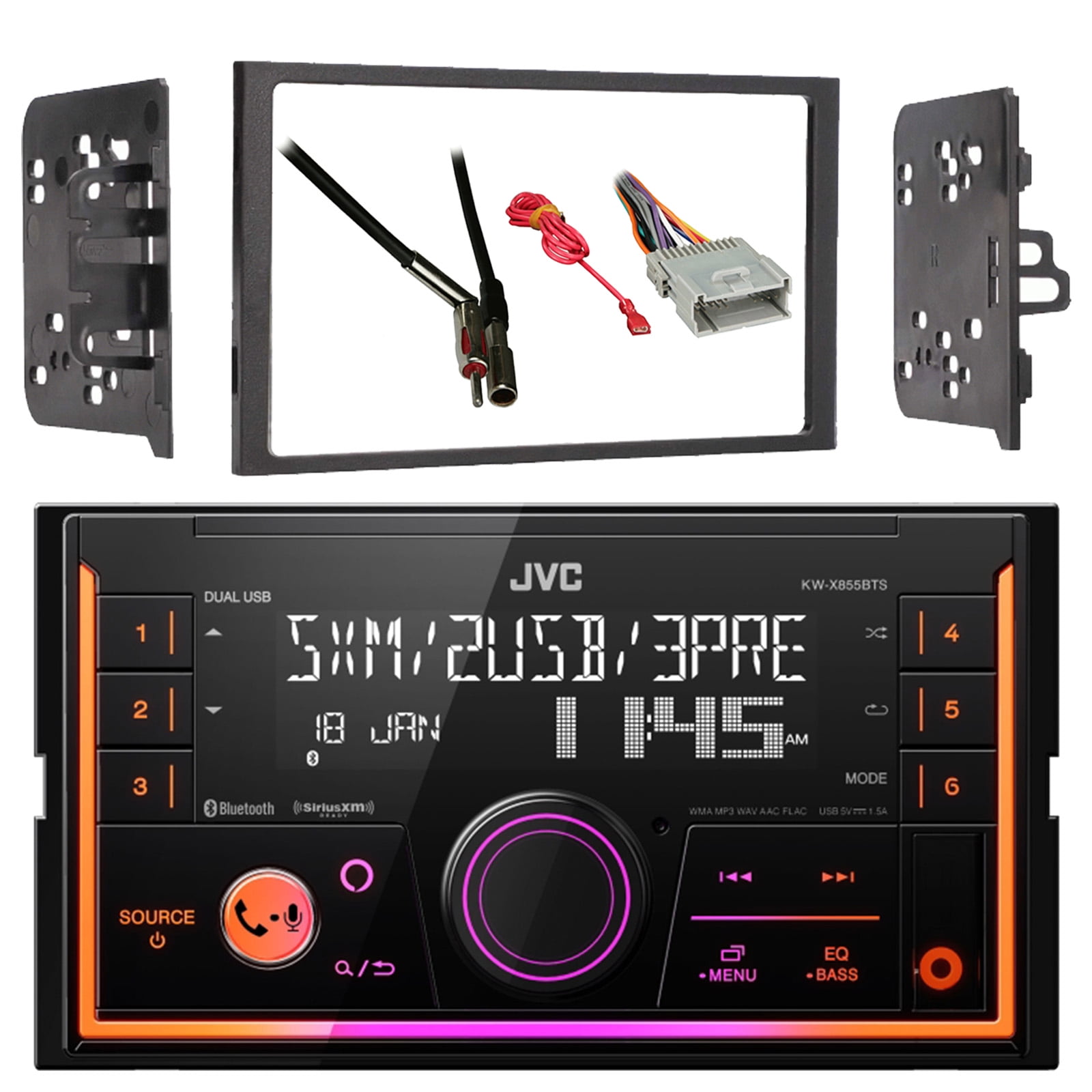 JVC KW-X855BTS Double DIN USB/AUX Bluetooth AM/FM Digital Media Receiver with Antenna Adapter ...