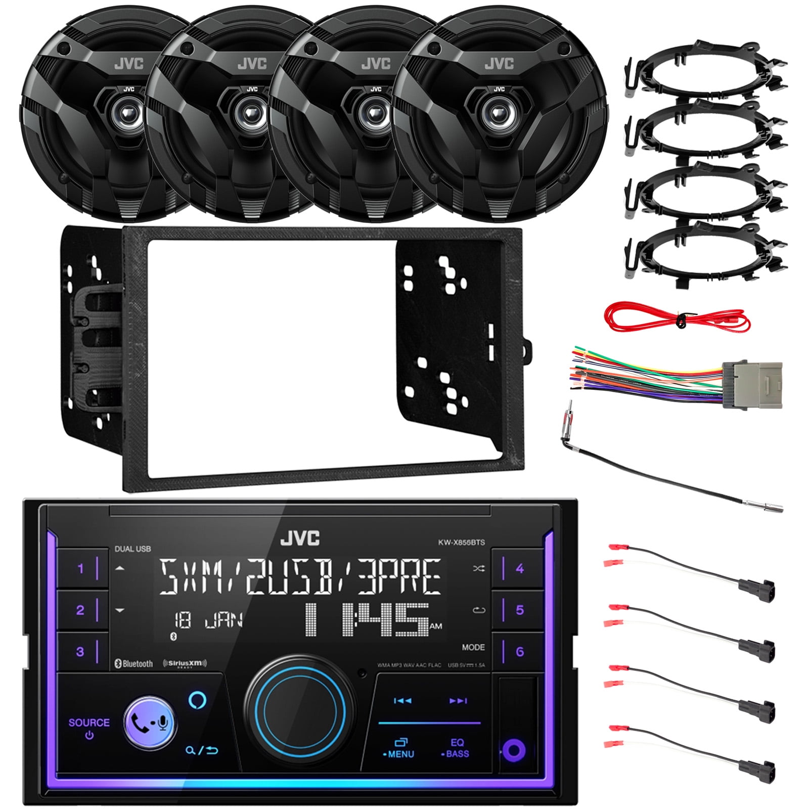 JVC KW-X855BTS Double DIN USB/AUX Bluetooth AM/FM Stereo Receiver, 4x ...