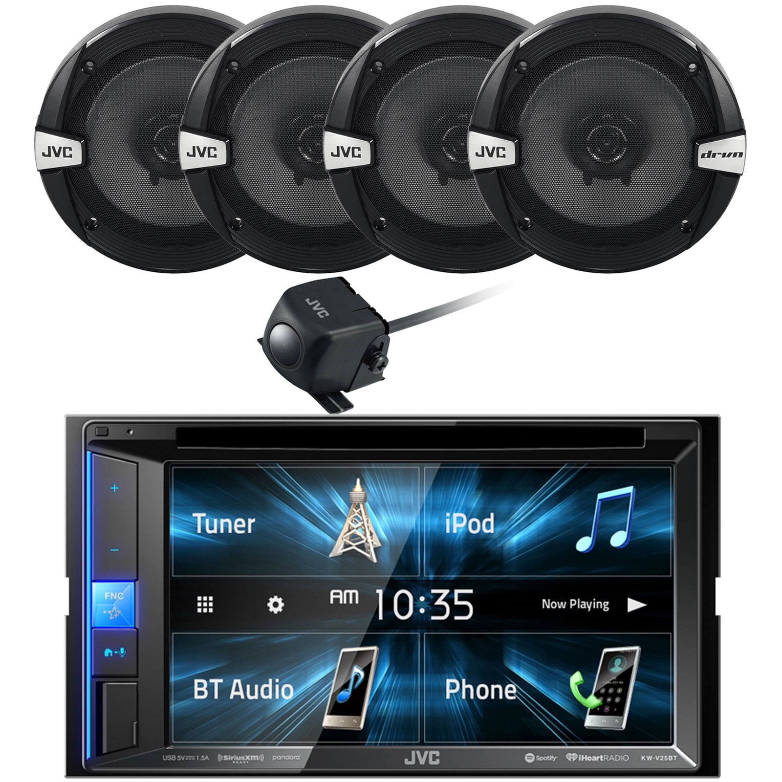 JVC KWV 6.2" WVGA Touchscreen Double-DIN AM/FM Radio Bluetooth USB/CD ...