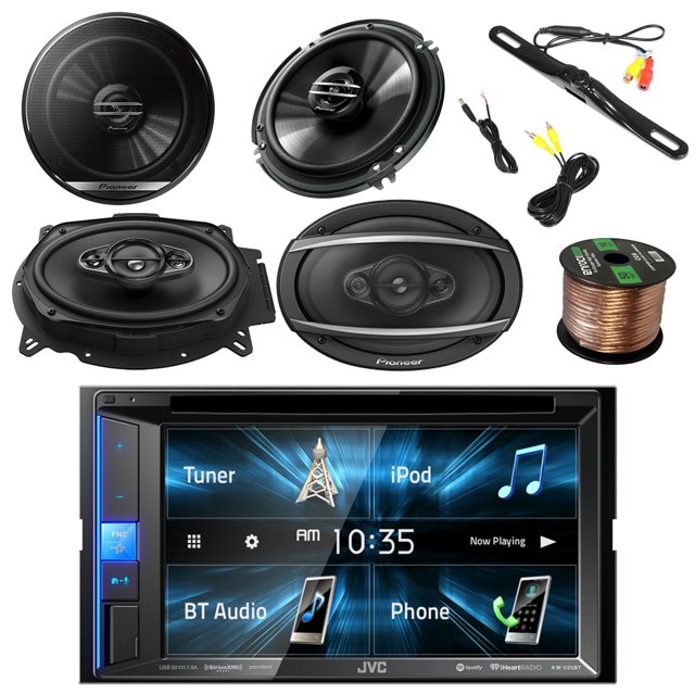 JVC KWV140BT 2DIN BT Car Stereo Receiver, touchscreen with Pyle License Plate Mount Rear View ...