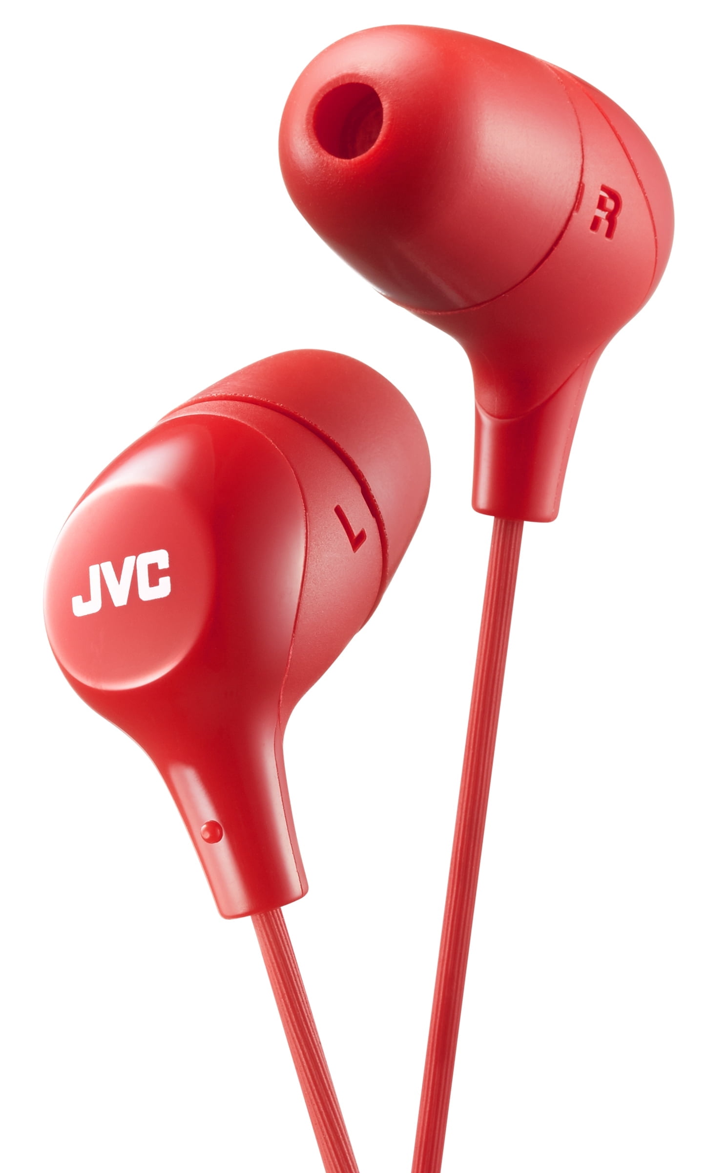 JVC Wired Ear Headphones - Marshmallow Memory Foam Earbuds Red (HAFX38R ...