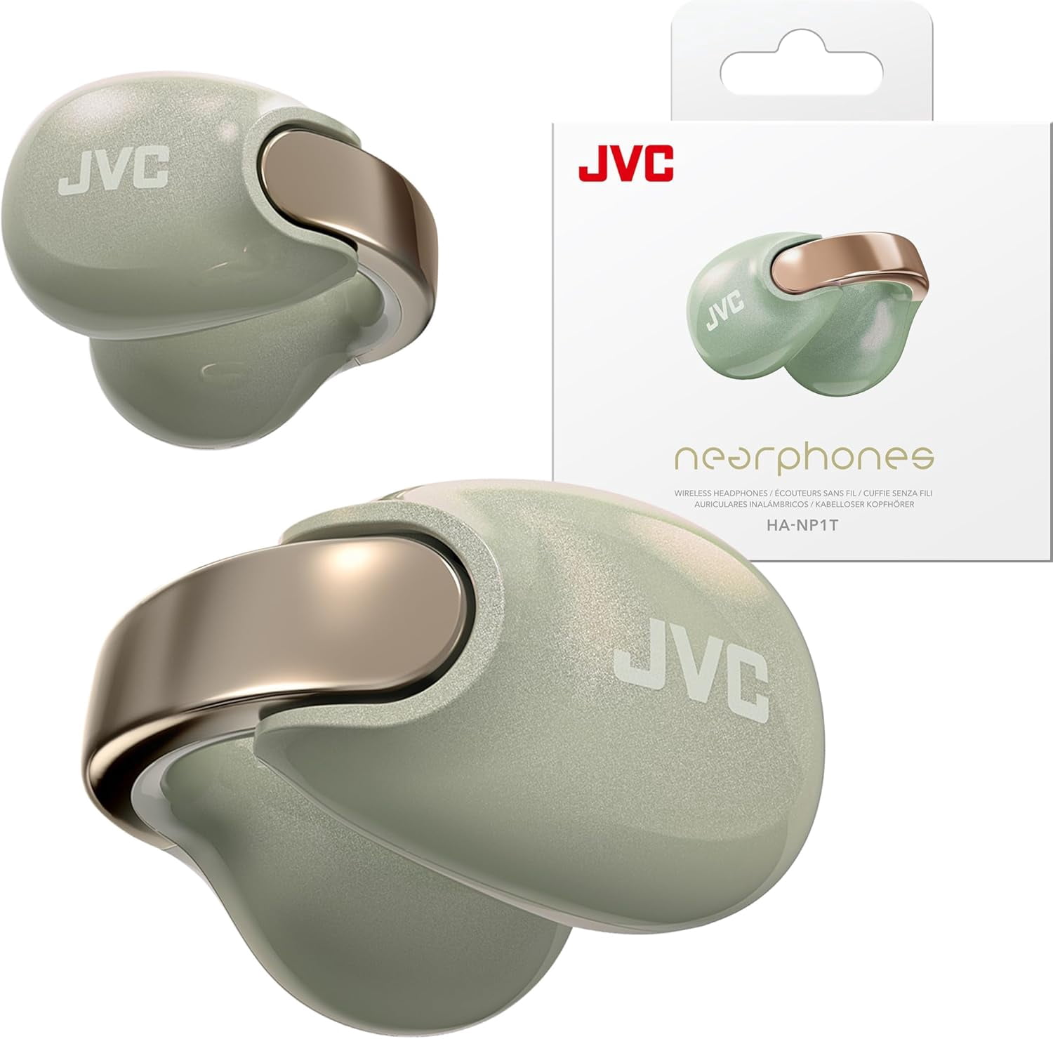 JVC Nearphones Pearl Edition - Earcuff True Wireless Earbuds with Shiny ...