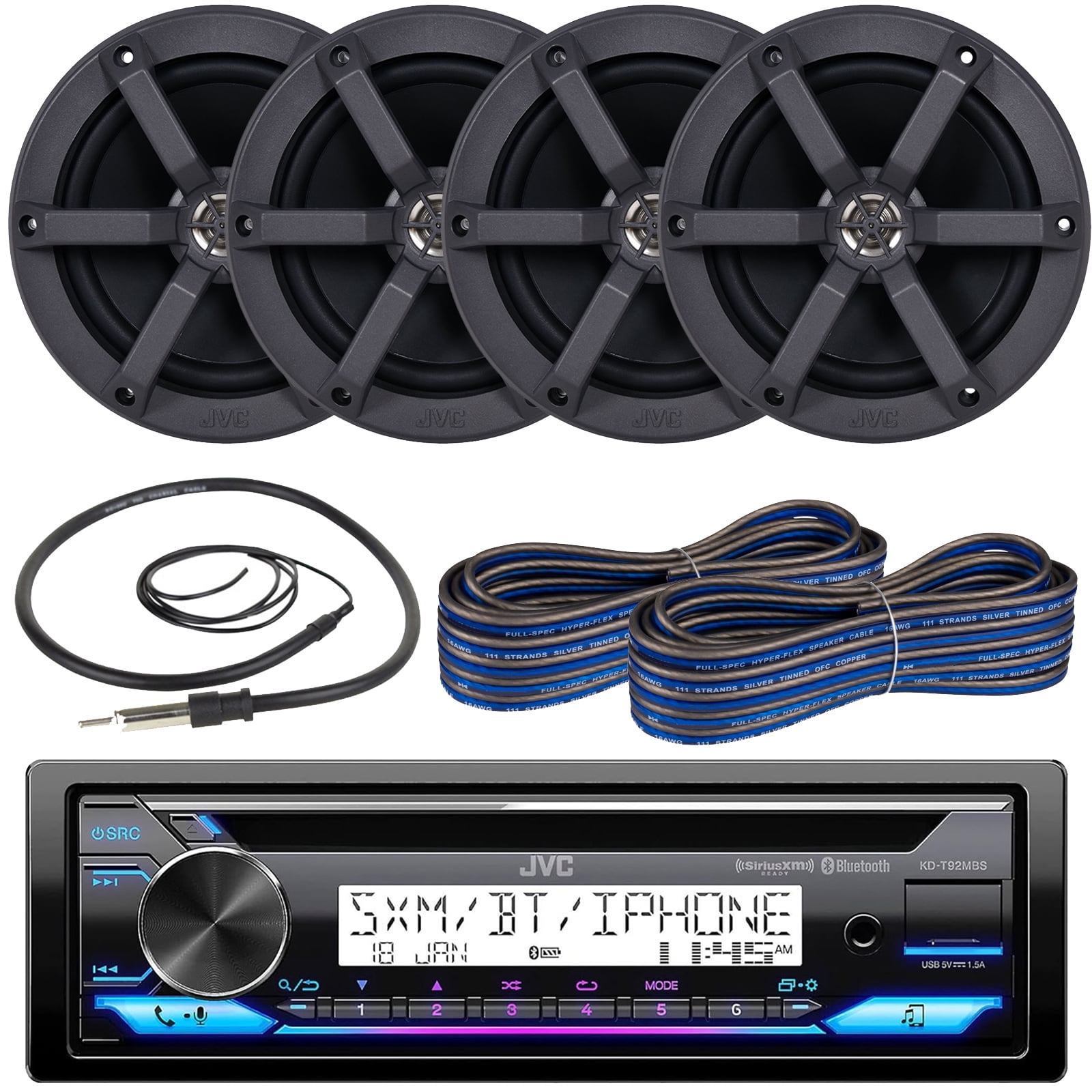 JVC Single DIN Headunit Bluetooth Radio USB AUX AM/FM CD Player Marine ...